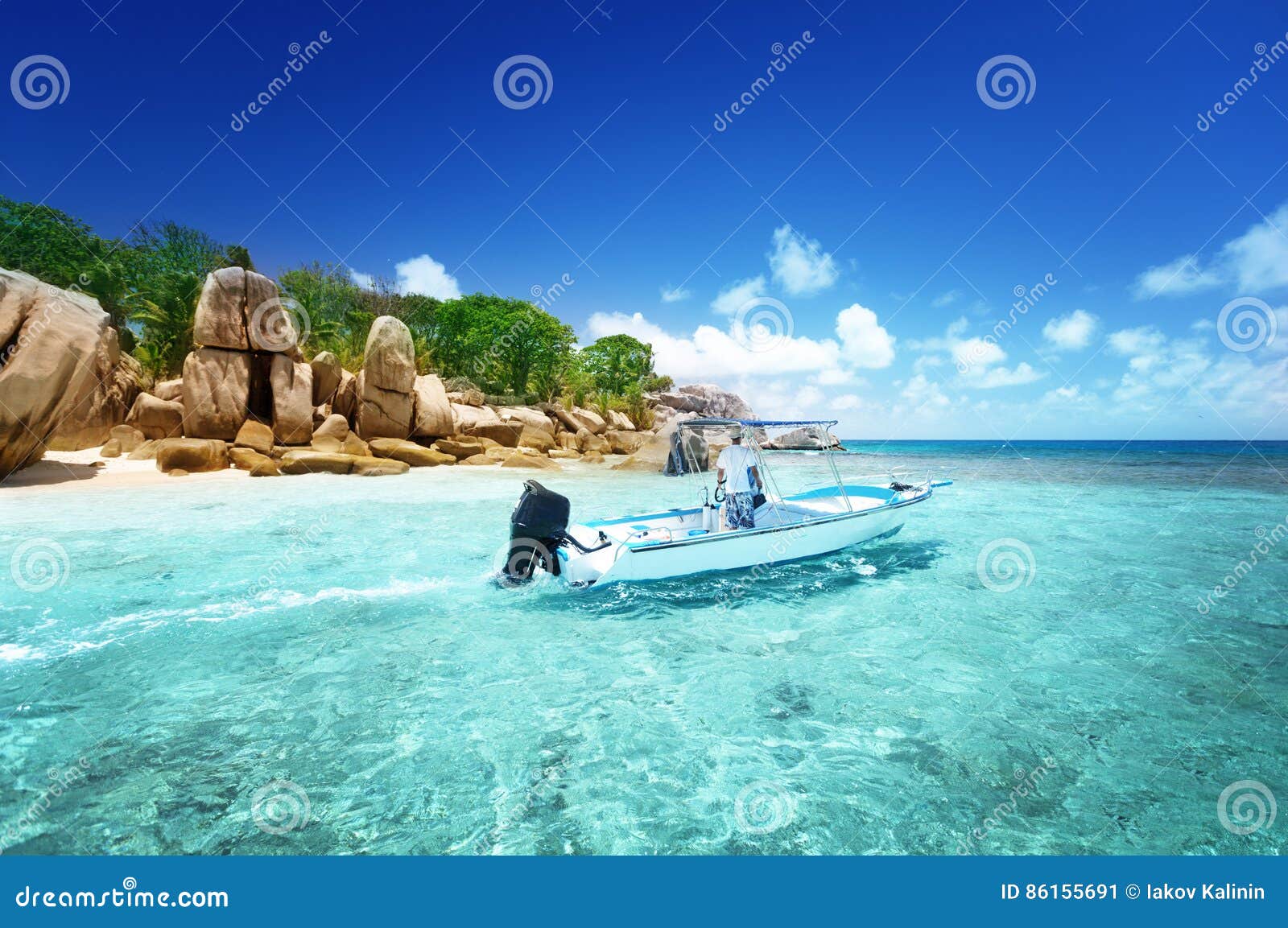 Speed Boat on the Beach of Coco Island Stock Image - Image of boat ...