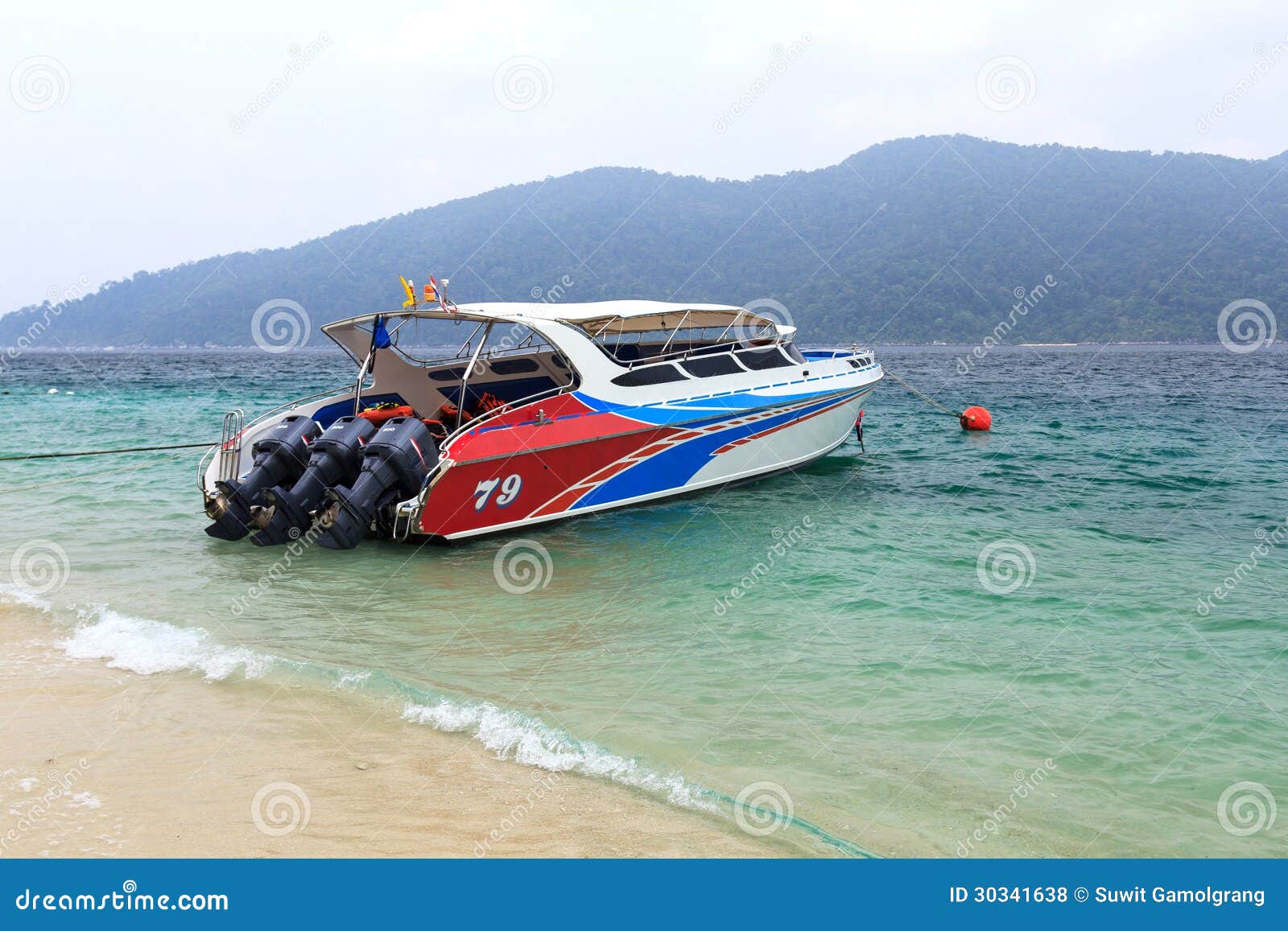 Speed boat on beach stock photo. Image of travel, power - 30341638