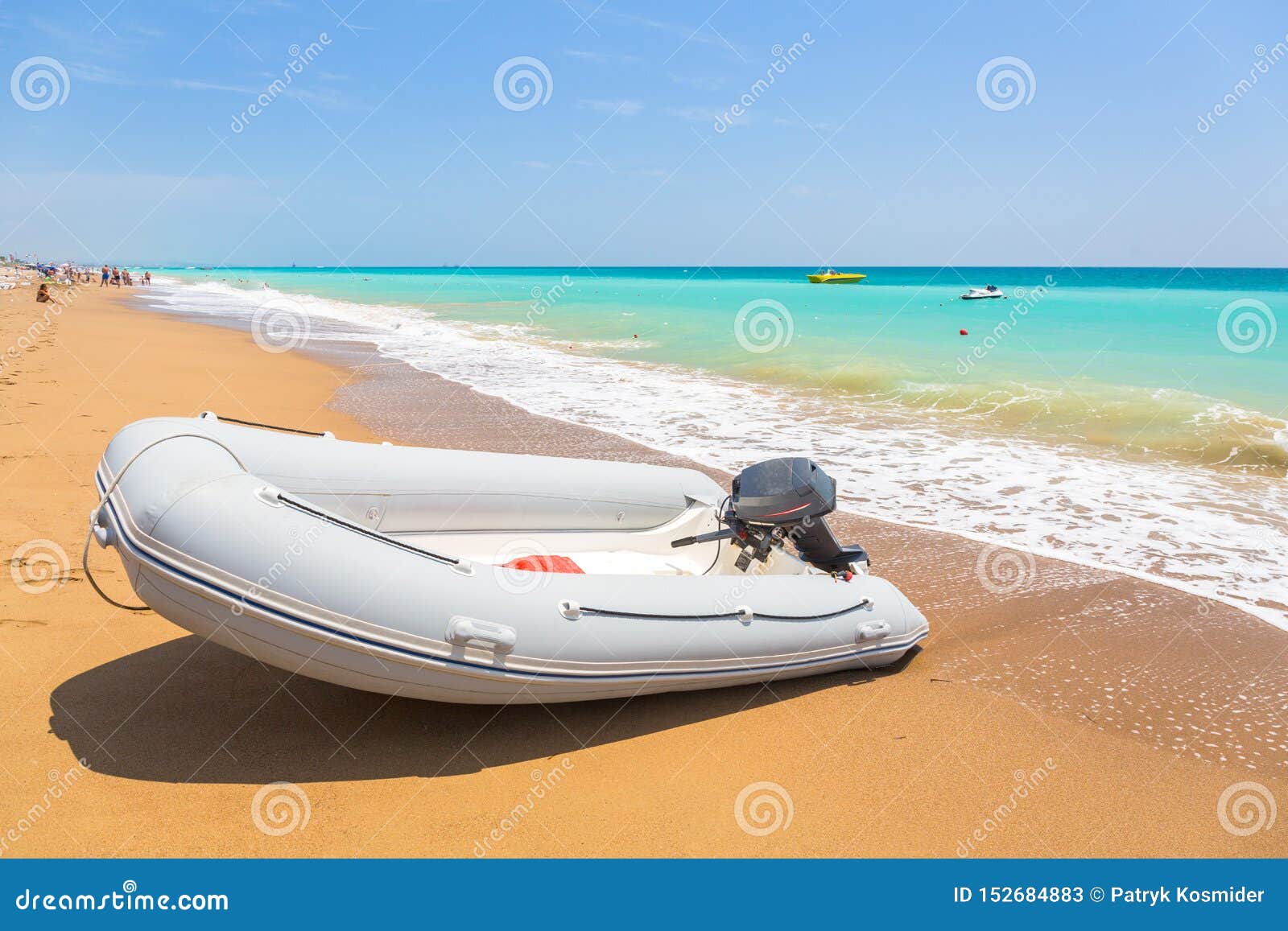 Speed Boat on the Beach on Turkish Riviera Near Side Stock Image ...
