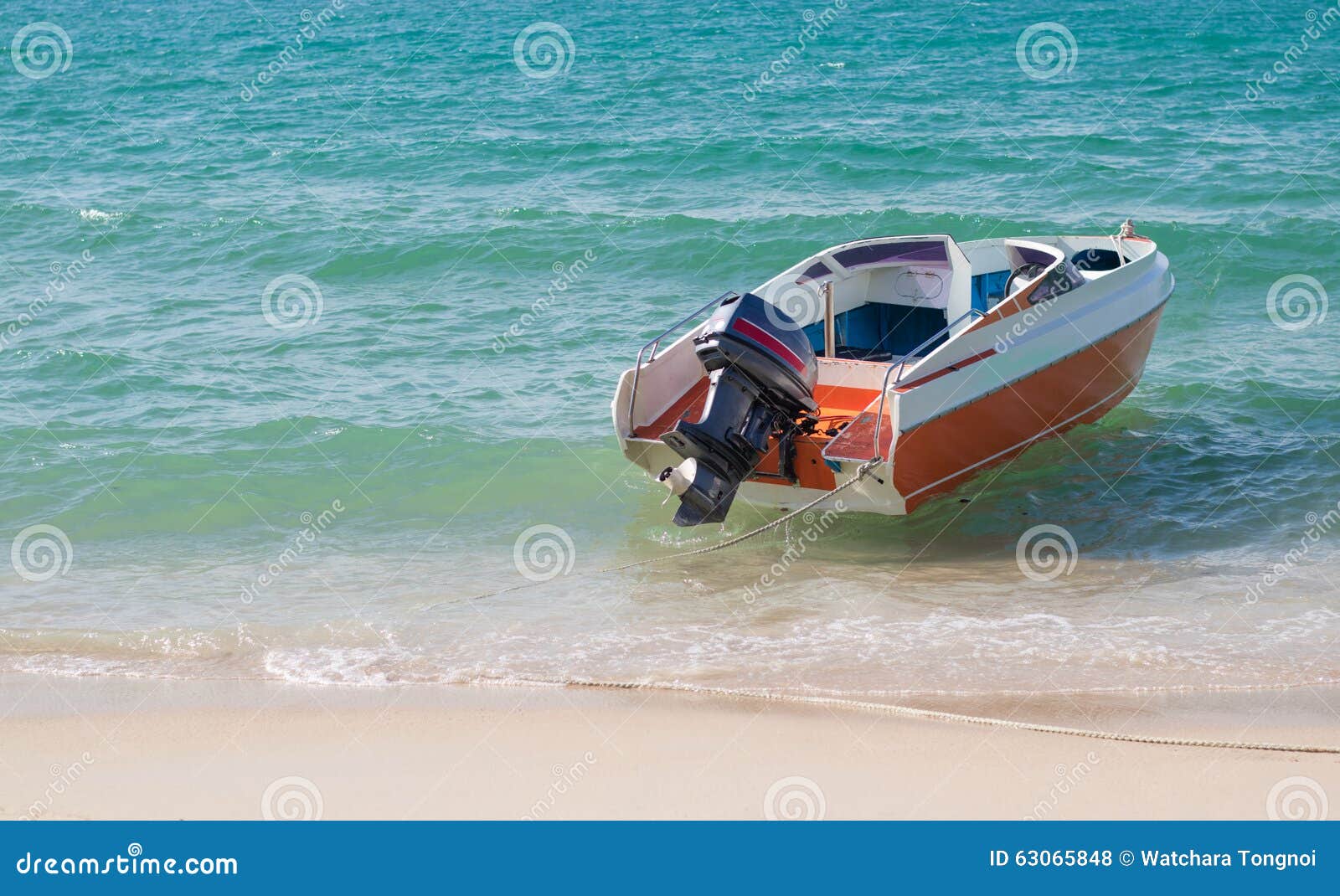 Speed boat on beach stock photo. Image of transportation - 63065848