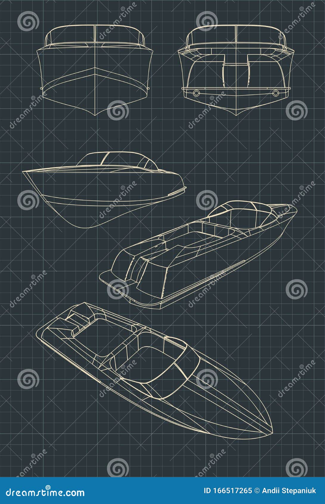 Speed Boat Blueprints Cartoon Vector | CartoonDealer.com #166517265