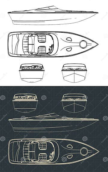 Speed boat drawings stock vector. Illustration of outline - 187589710