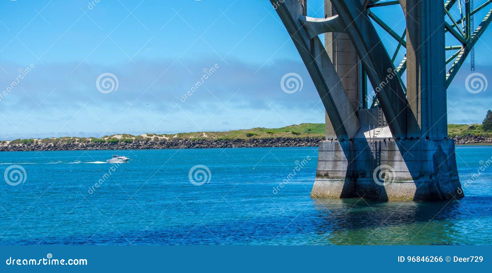 Speed Boat by Marina Under a Bridge Stock Photo - Image of ocean, sport ...