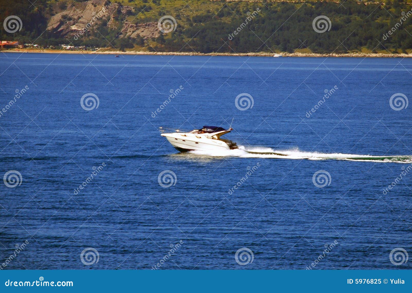 Speed-boat over blue sea stock image. Image of maritime - 5976825