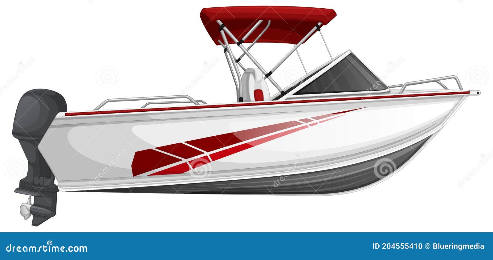 Speed Boat or Power Boat Isolated on White Background Stock Vector ...