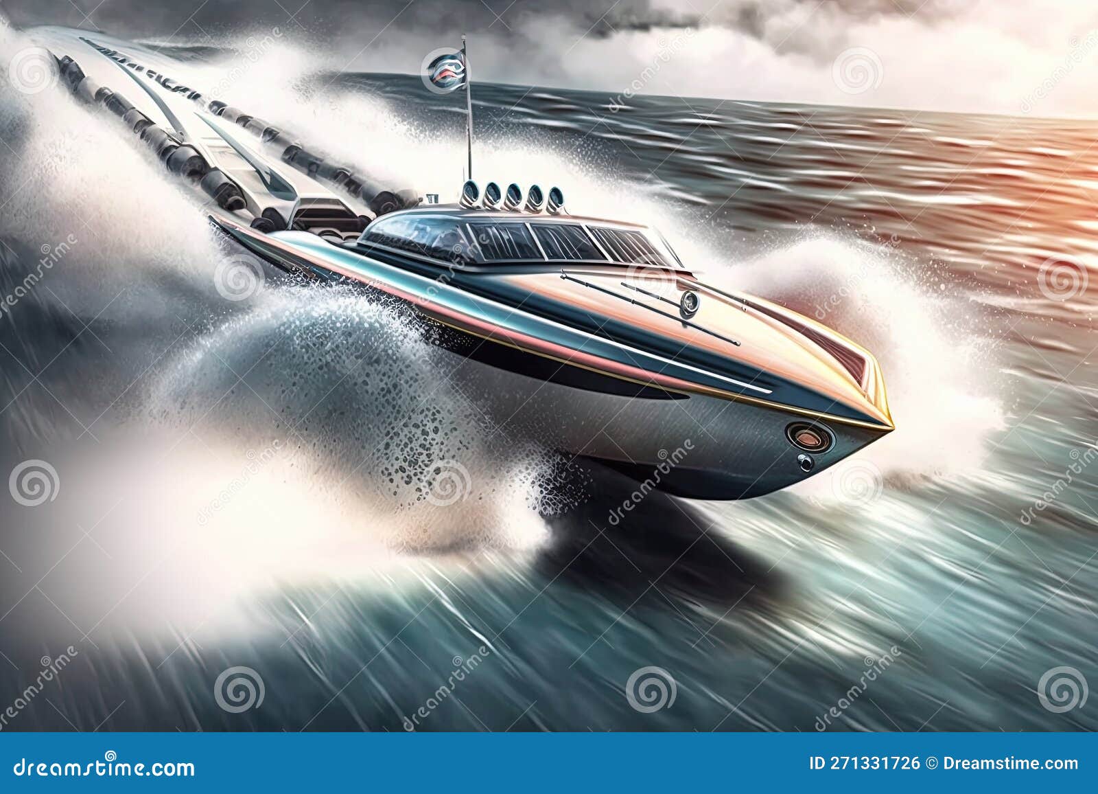 Speed Boat Riding through Smoothly. Generative AI Stock Illustration ...