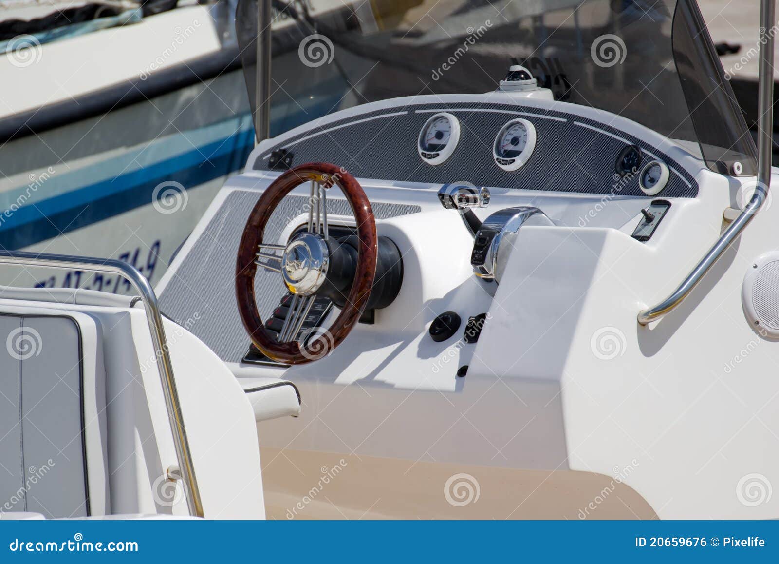Speed boat rudder stock photo. Image of compass, charge - 20659676