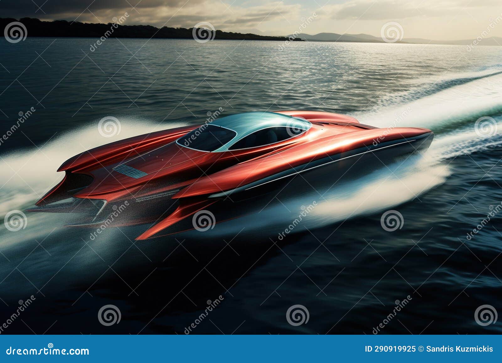 A Speed Boat Running Very Fast. Generative AI Stock Illustration ...