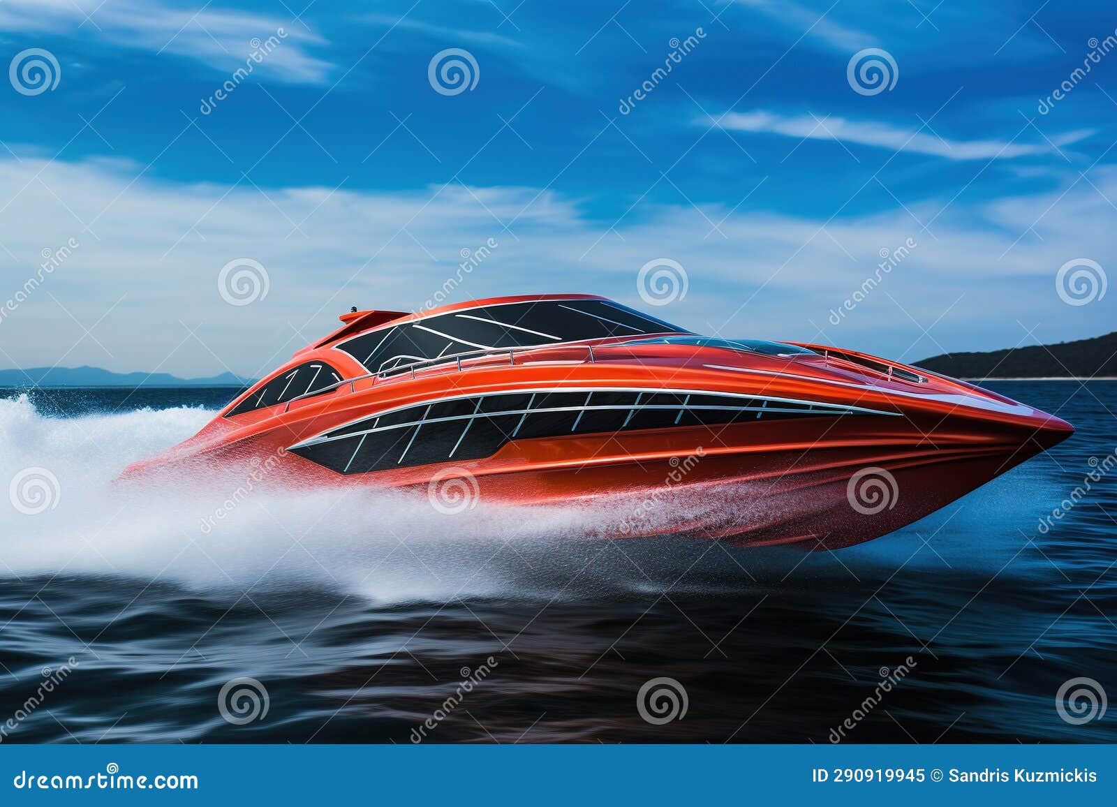 A Speed Boat Running Very Fast. Generative AI Stock Illustration ...