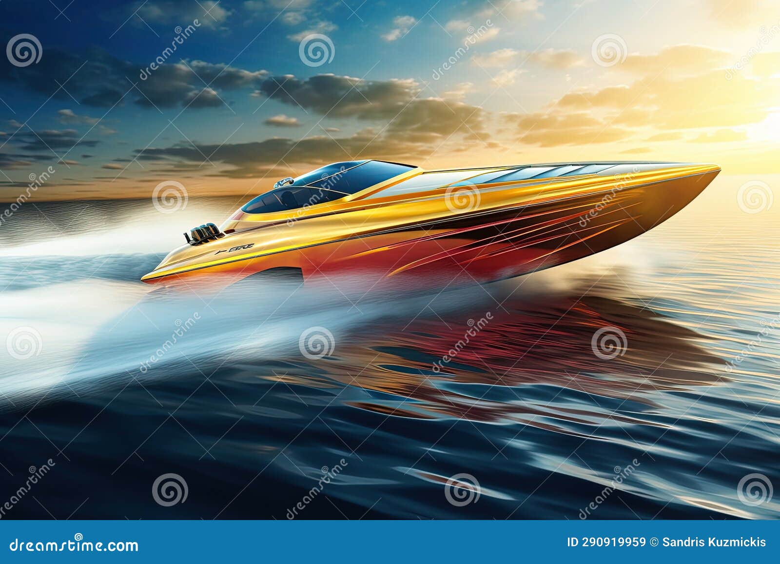 A Speed Boat Running Very Fast. Generative AI Stock Illustration ...