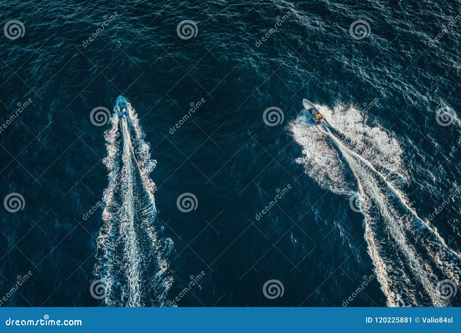 Speed Boat on the Sea, Aerial View Stock Image - Image of summer, blue ...