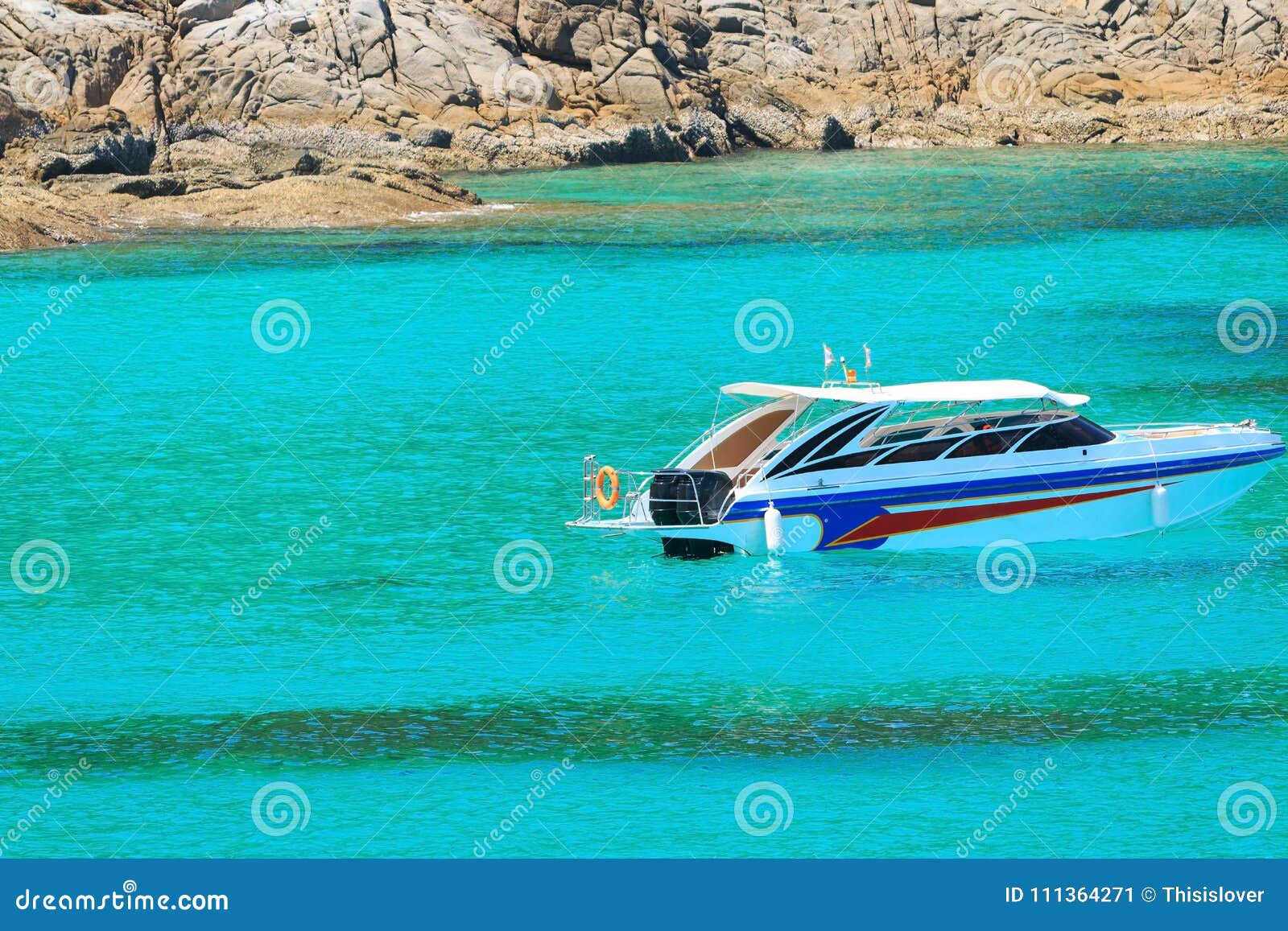 Speed boat on sea. stock image. Image of life, sport - 111364271