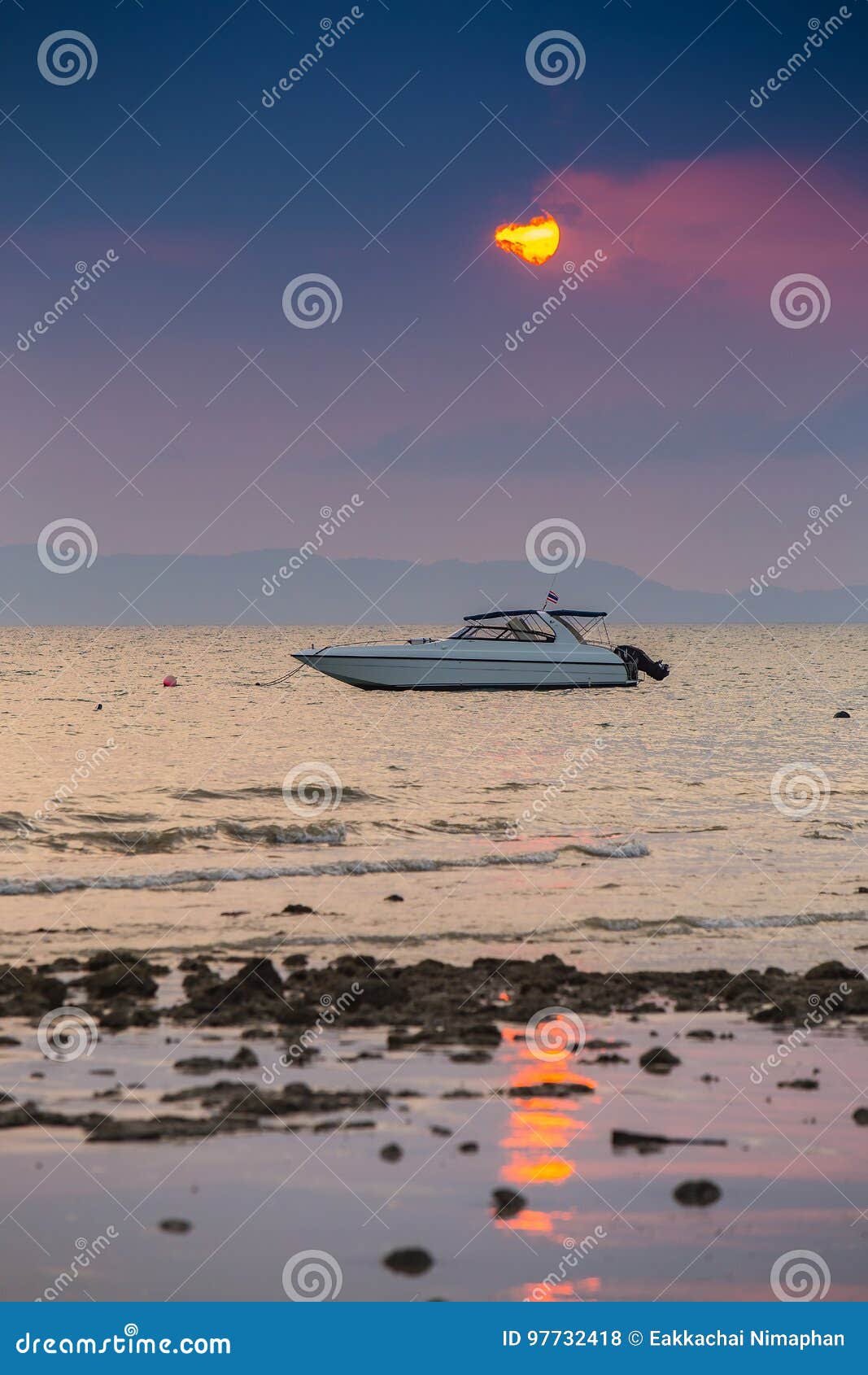 Speed Boat in the Sea on Sunset Background Stock Photo - Image of krabi ...