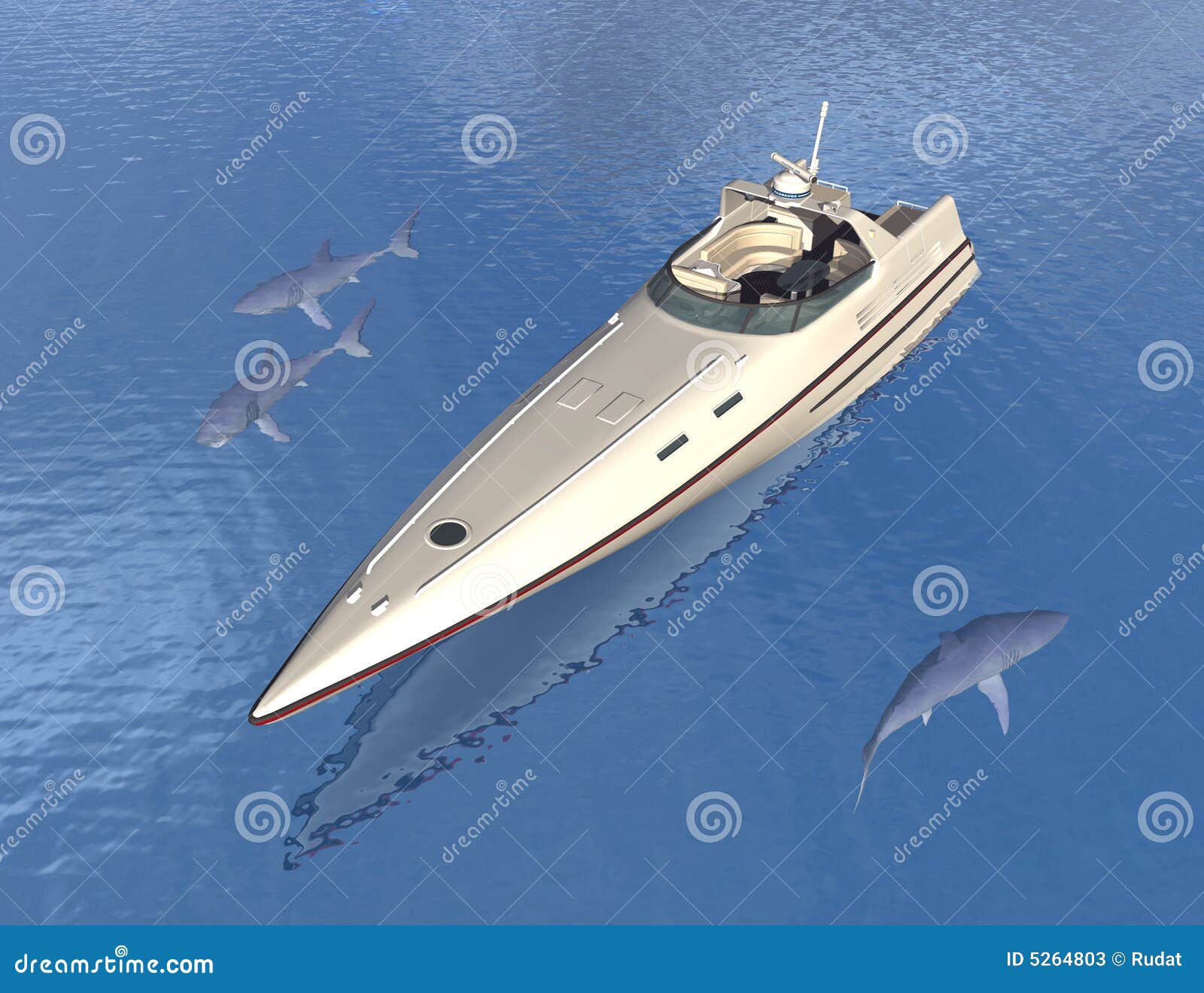 Speed Boat And Sharks Picture. Image: 5264803