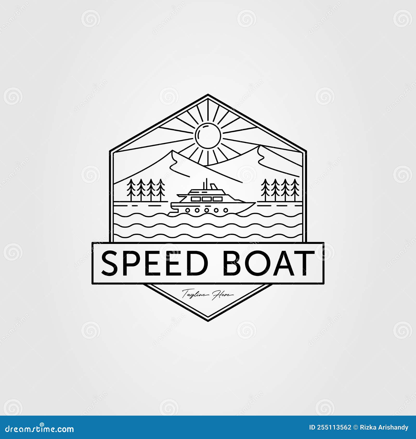 Speed Boat or Ship on Ocean Logo Vector Illustration Design Stock ...