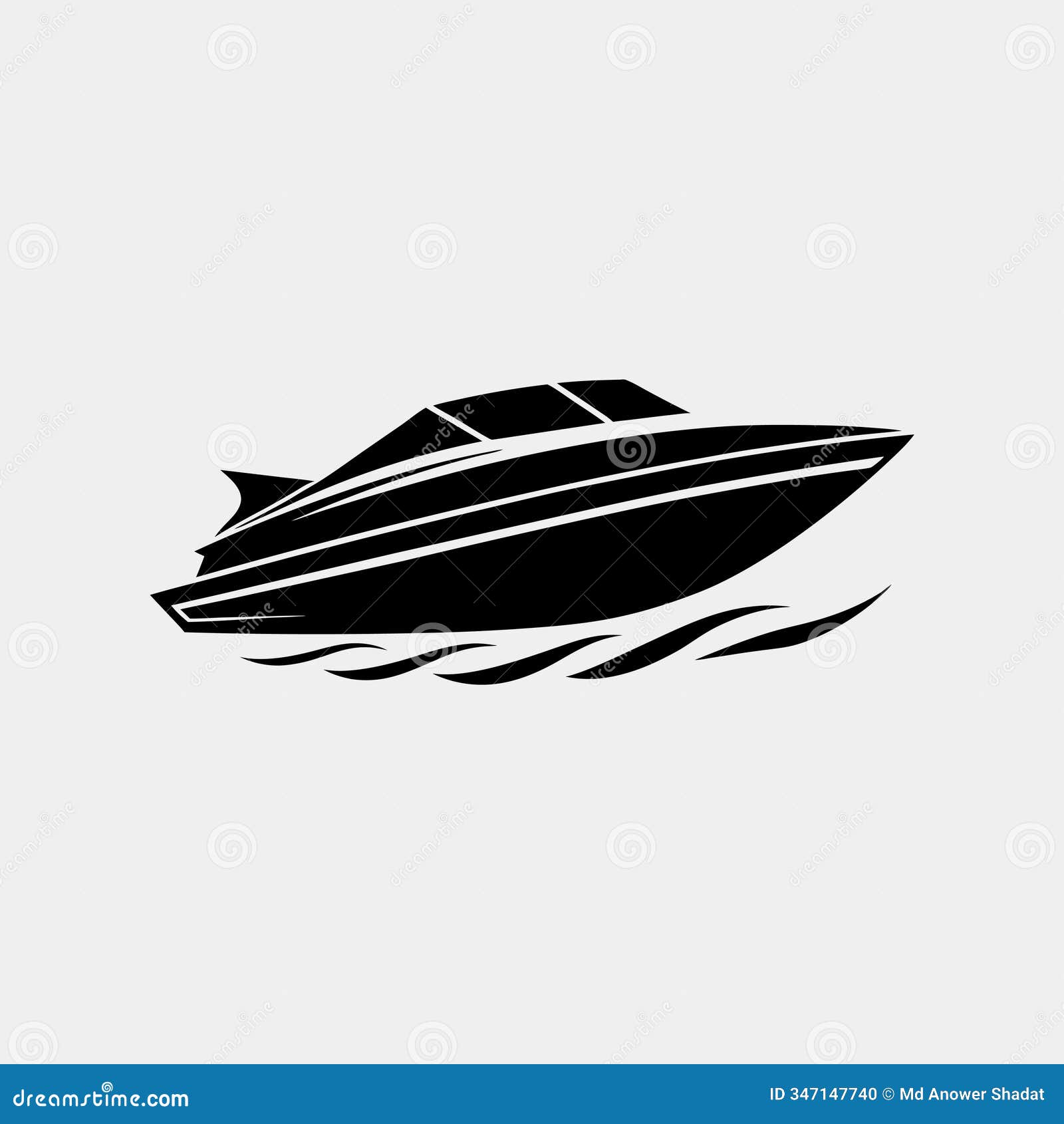 Speedboat Watercraft Design Silhouette Stock Photo - Image of isolated ...