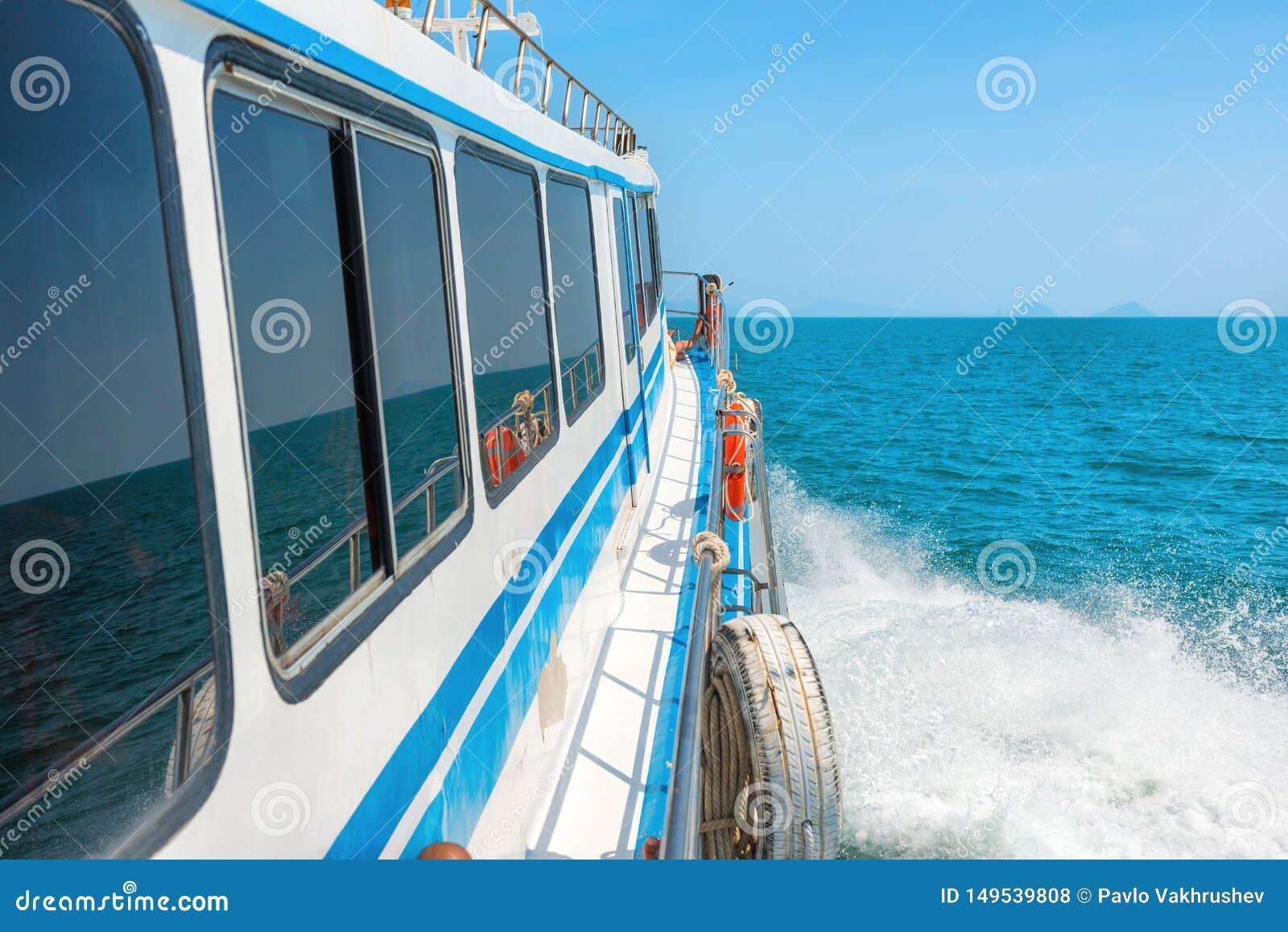 Speed Boat with Wake Stream Stock Photo - Image of nature, sunset ...