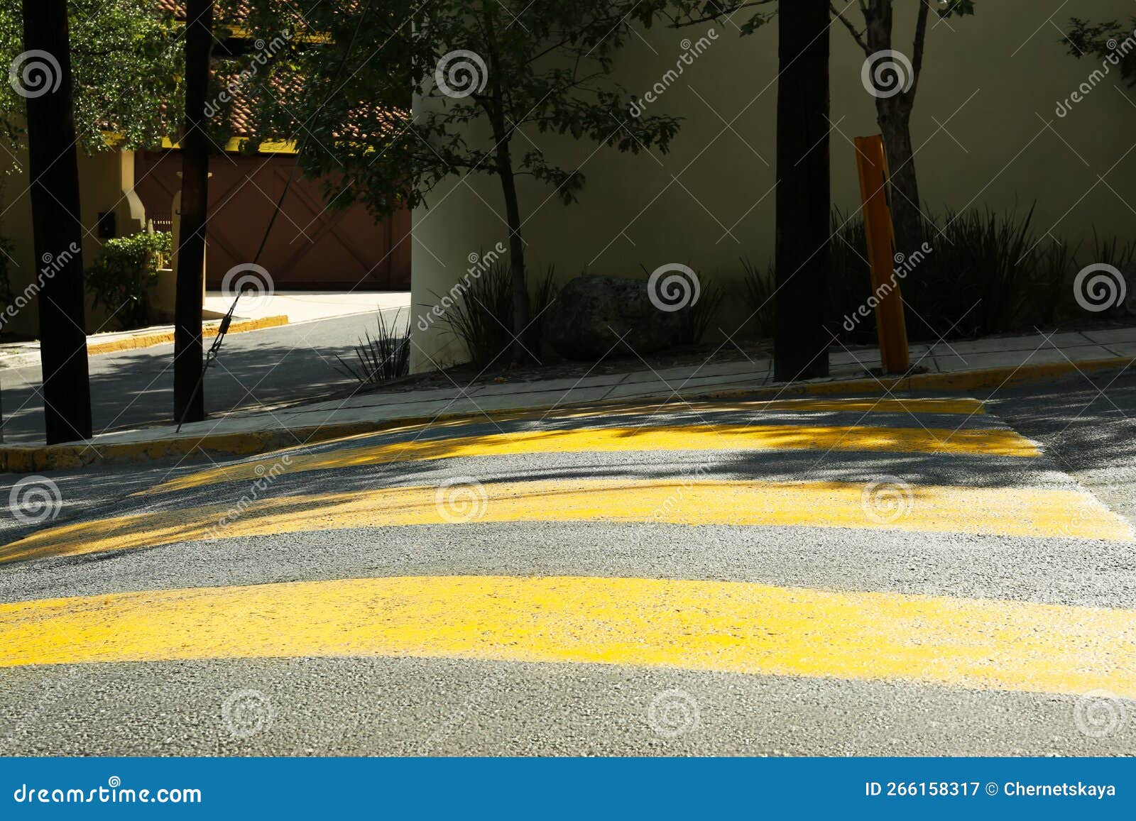 Speed Bump on Empty Street. Road Rules Stock Image - Image of hump ...
