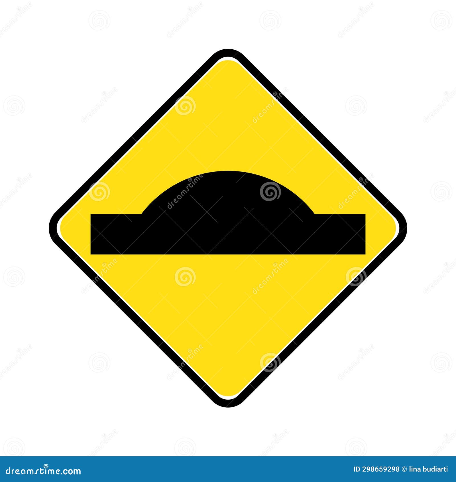 Speed Bump On The City Road. Slow Down, Speed Hump Ahead Warning Sign ...