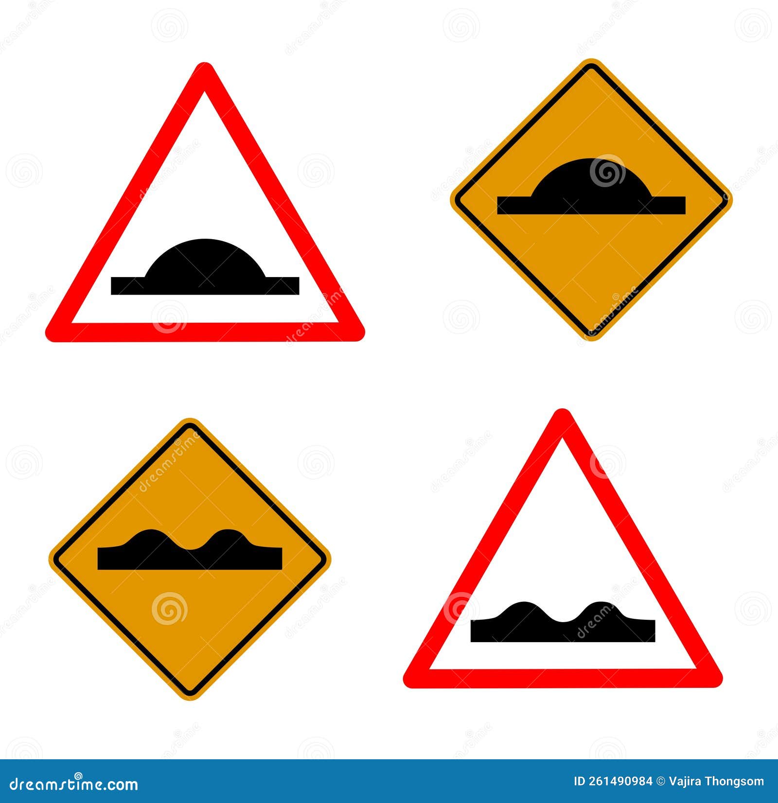 Speed Bump Triangle and Diamond Shape Signs, Vector Illustration Stock ...