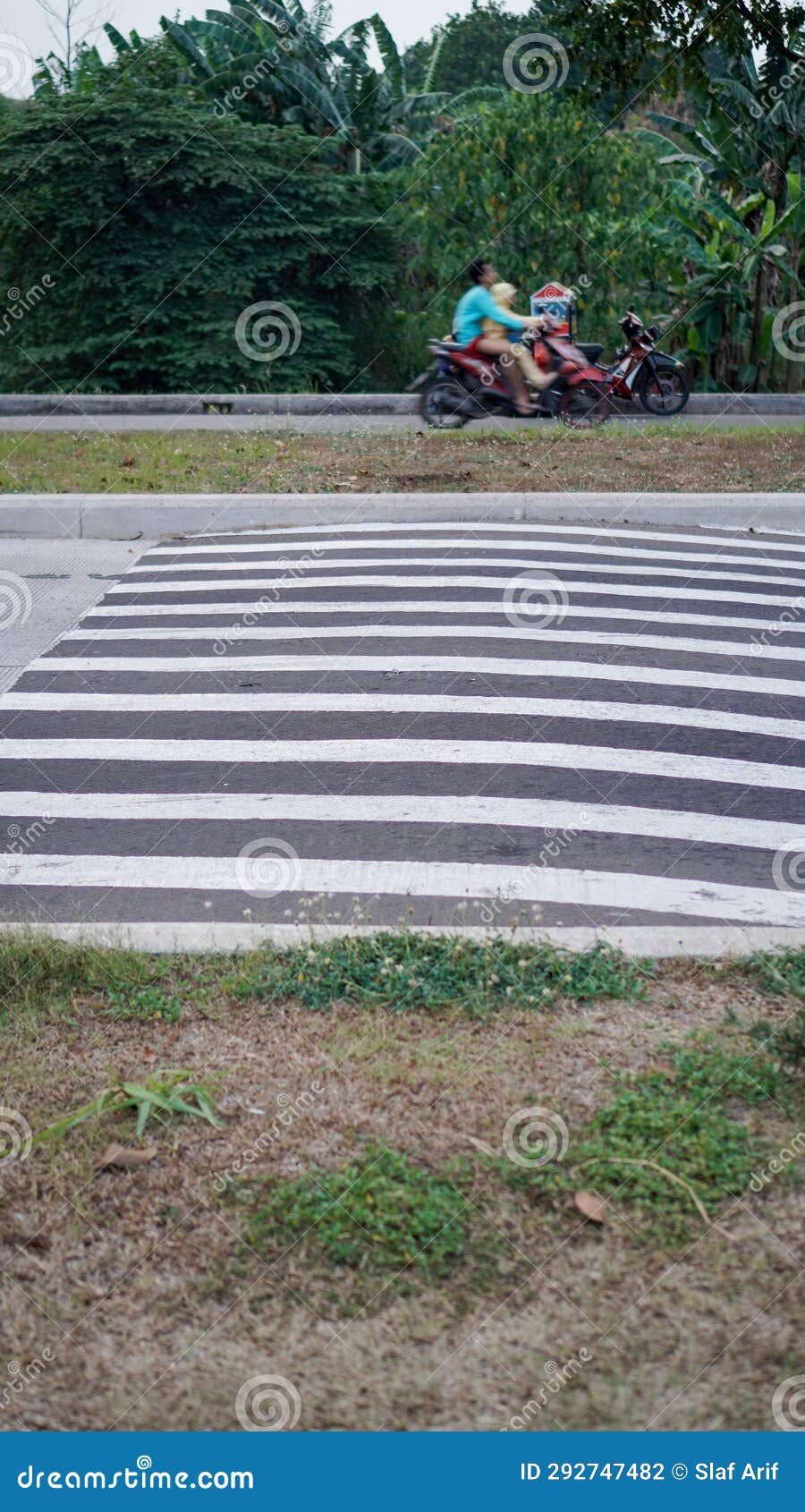 Speed Bumps with Large Zebra Stripes, Seen from the Side from a ...