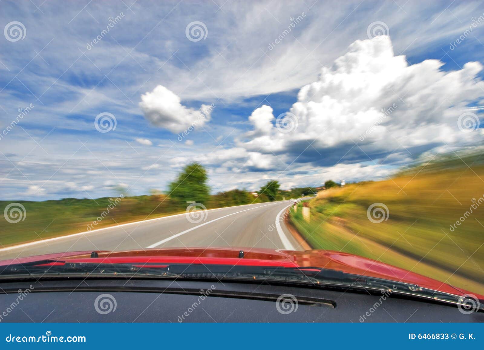 Speed Car Driving in Curve on Nature Freeway Stock Image - Image of ...