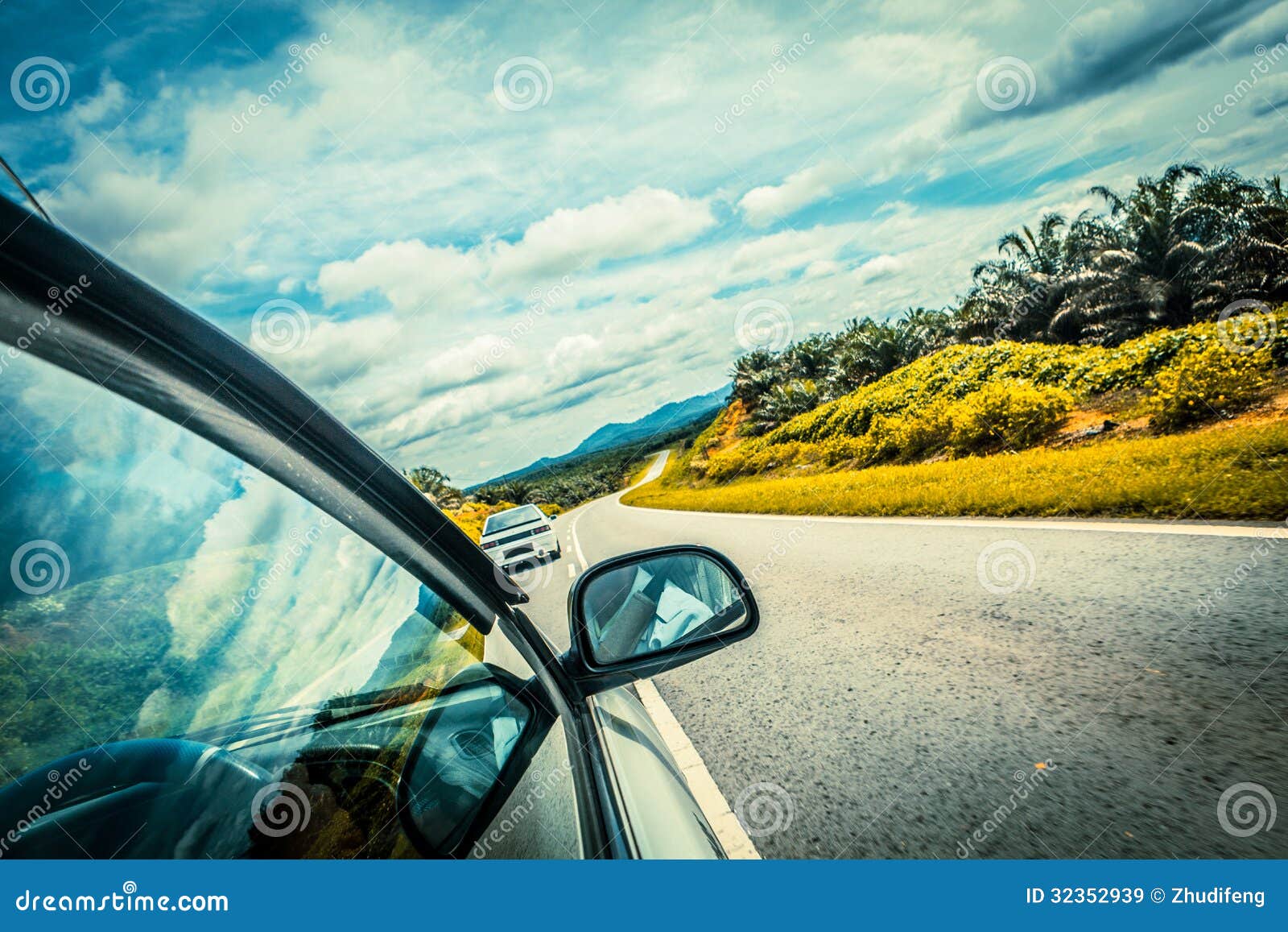 Speed Car Driving at High Speed on Empty Road Stock Image - Image of ...