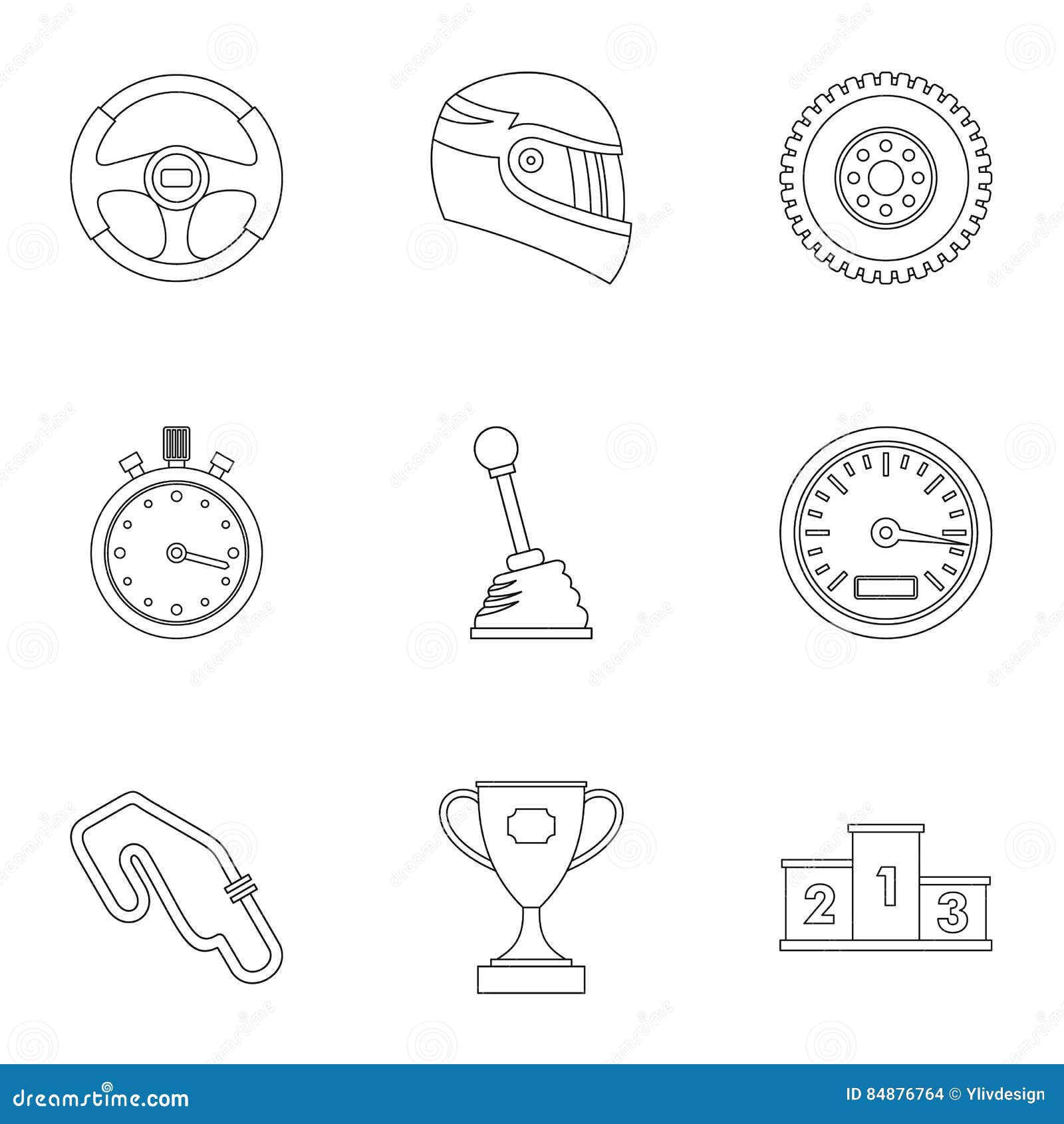 Speed Cars Icons Set, Outline Style Stock Vector - Illustration of ...