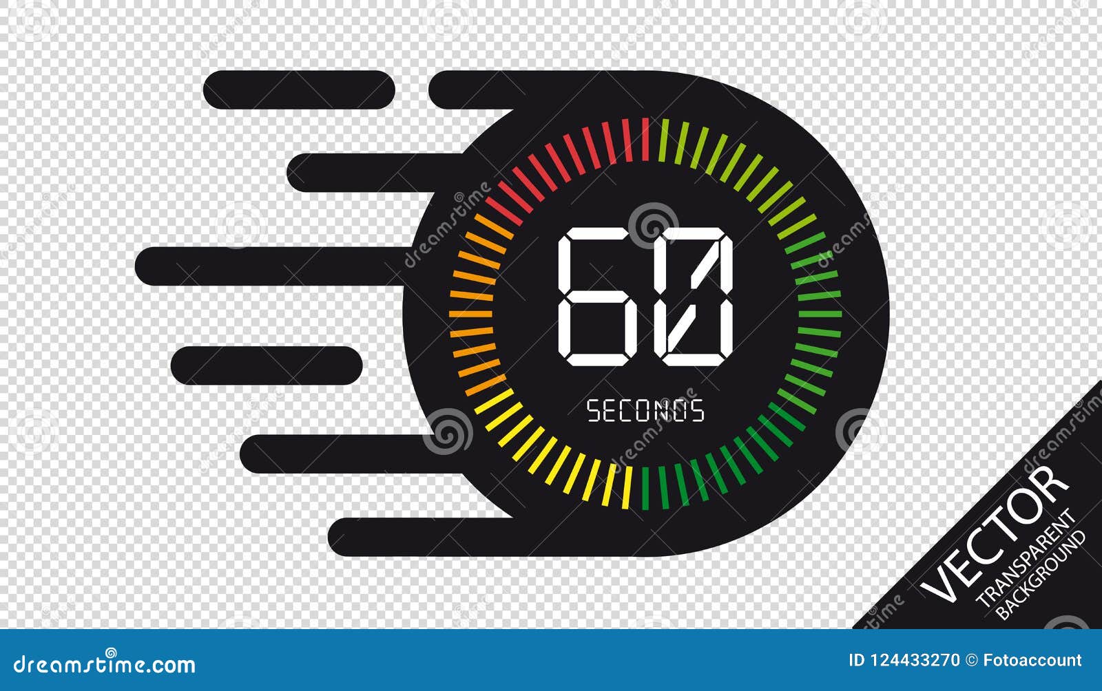 Speed Clock 60 Seconds Flat Icon - Vector Illustration - Isolated On ...