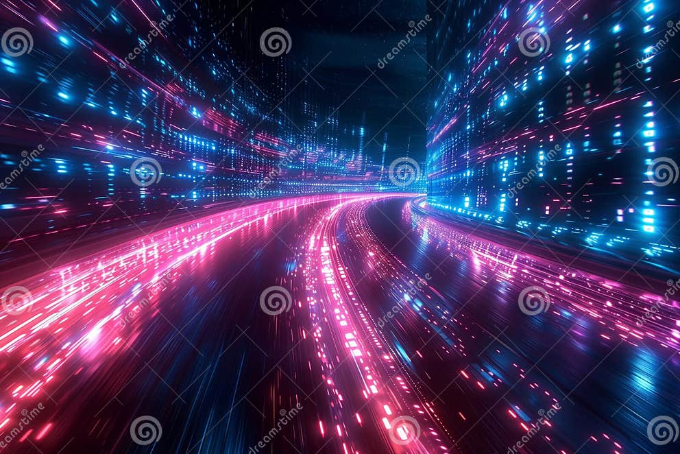 Speed Coding Data Stream Highway Stock Illustration - Illustration of ...