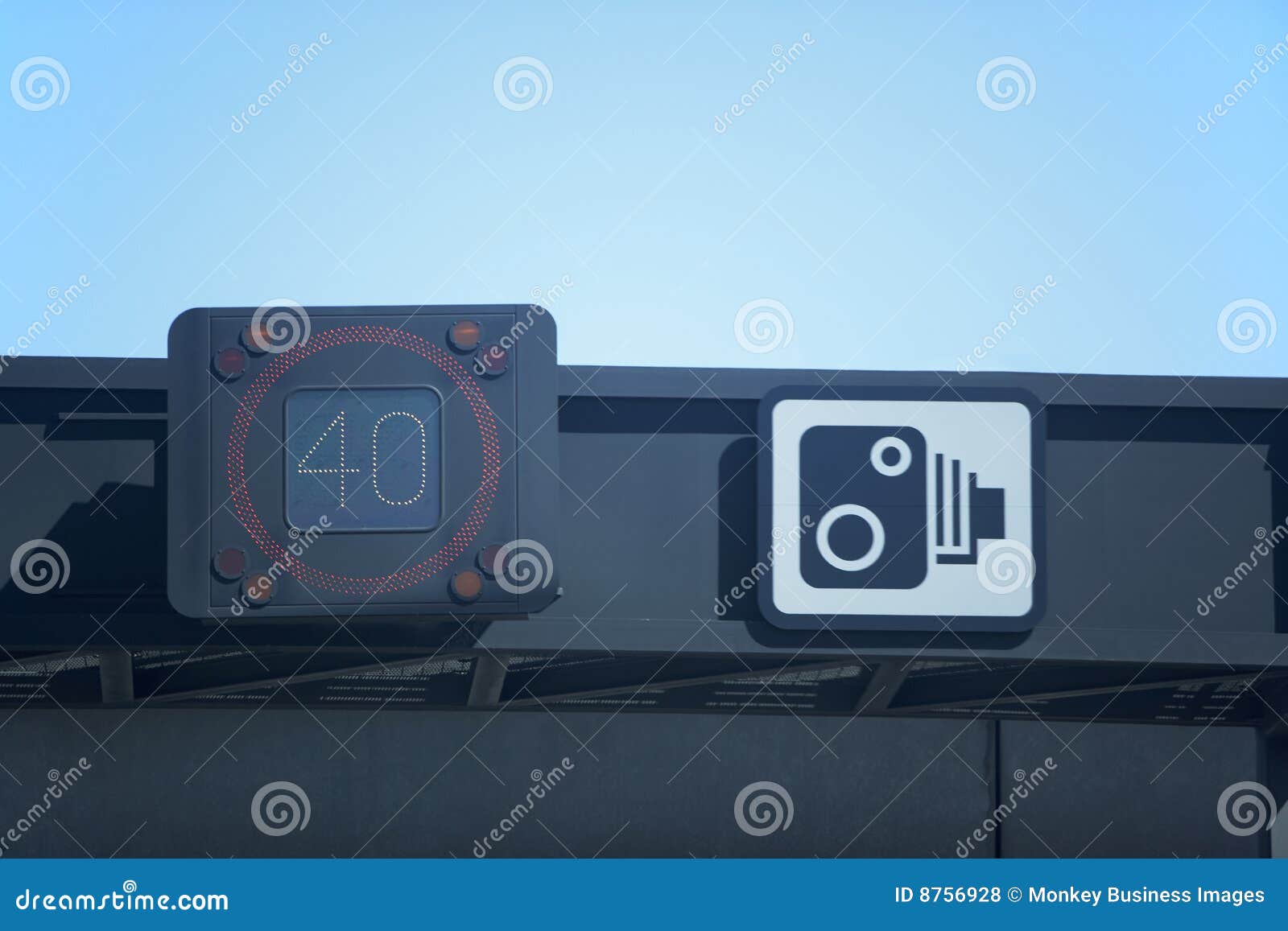 Speed Detector Next To Speed Camera Warning Sign Stock Photo - Image of ...
