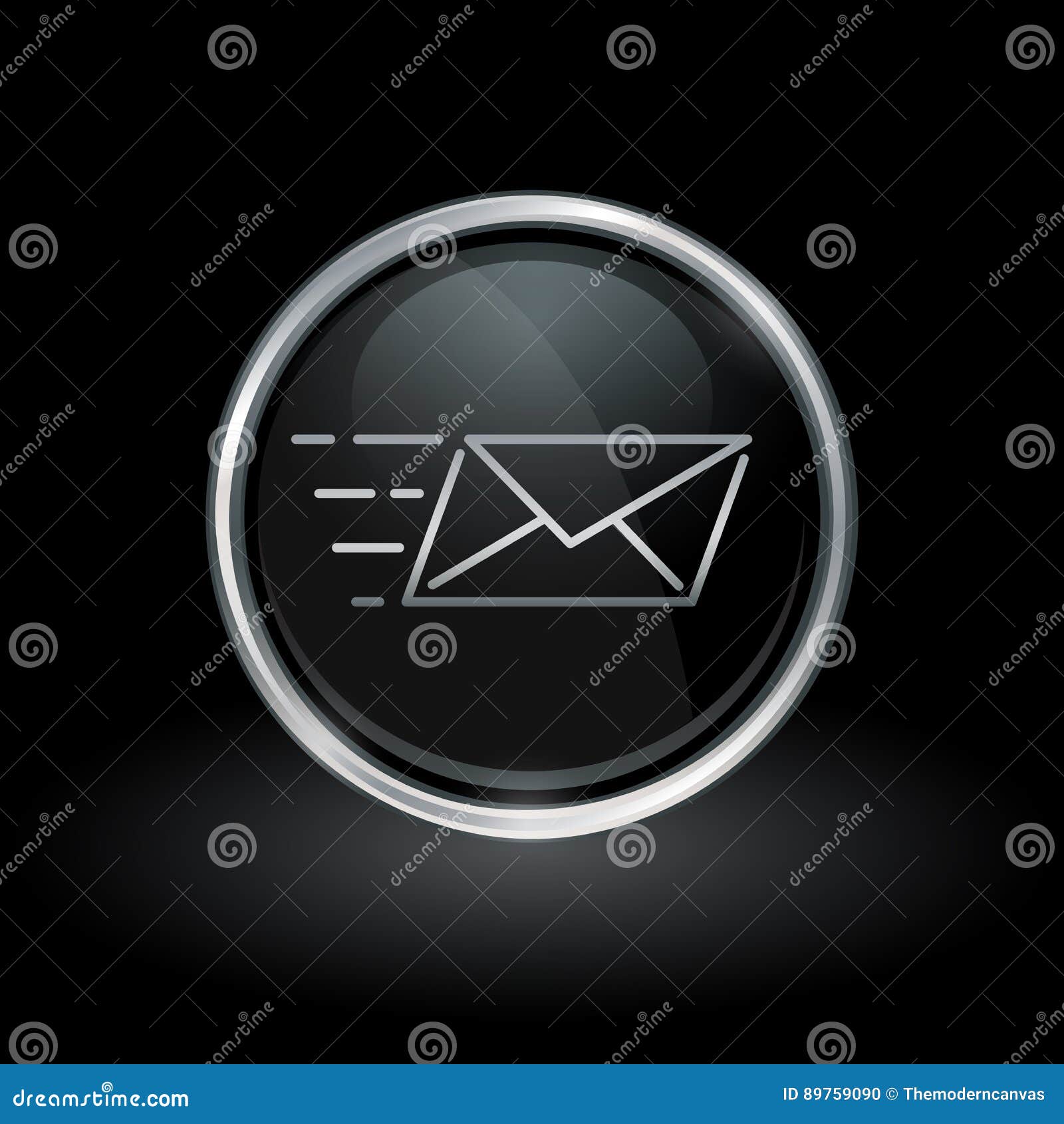 Speed Email Delivery Icon Inside Round Silver and Black Emblem Stock ...