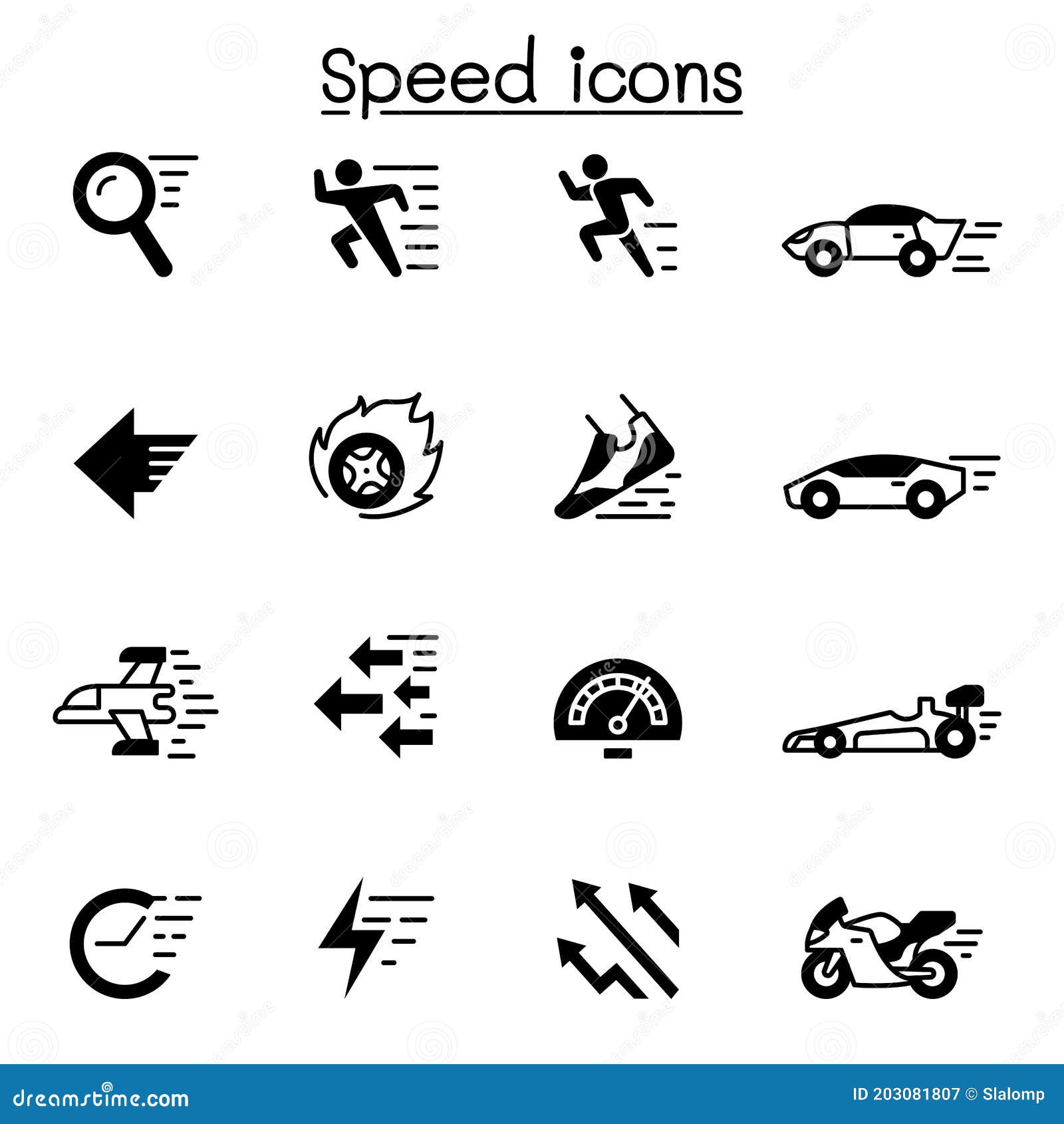 Speed, Fast Icon Set Vector Illustration Graphic Design Stock ...