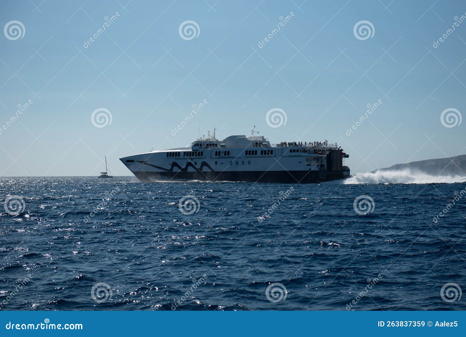 A Speed Ferry Jet Sailing Fast Stock Image - Image of fast, santorini ...