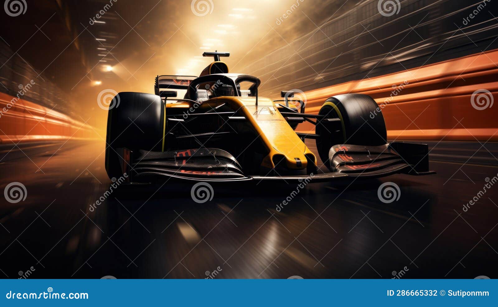 Speed of a Formula One Car in Motion Stock Illustration - Illustration ...