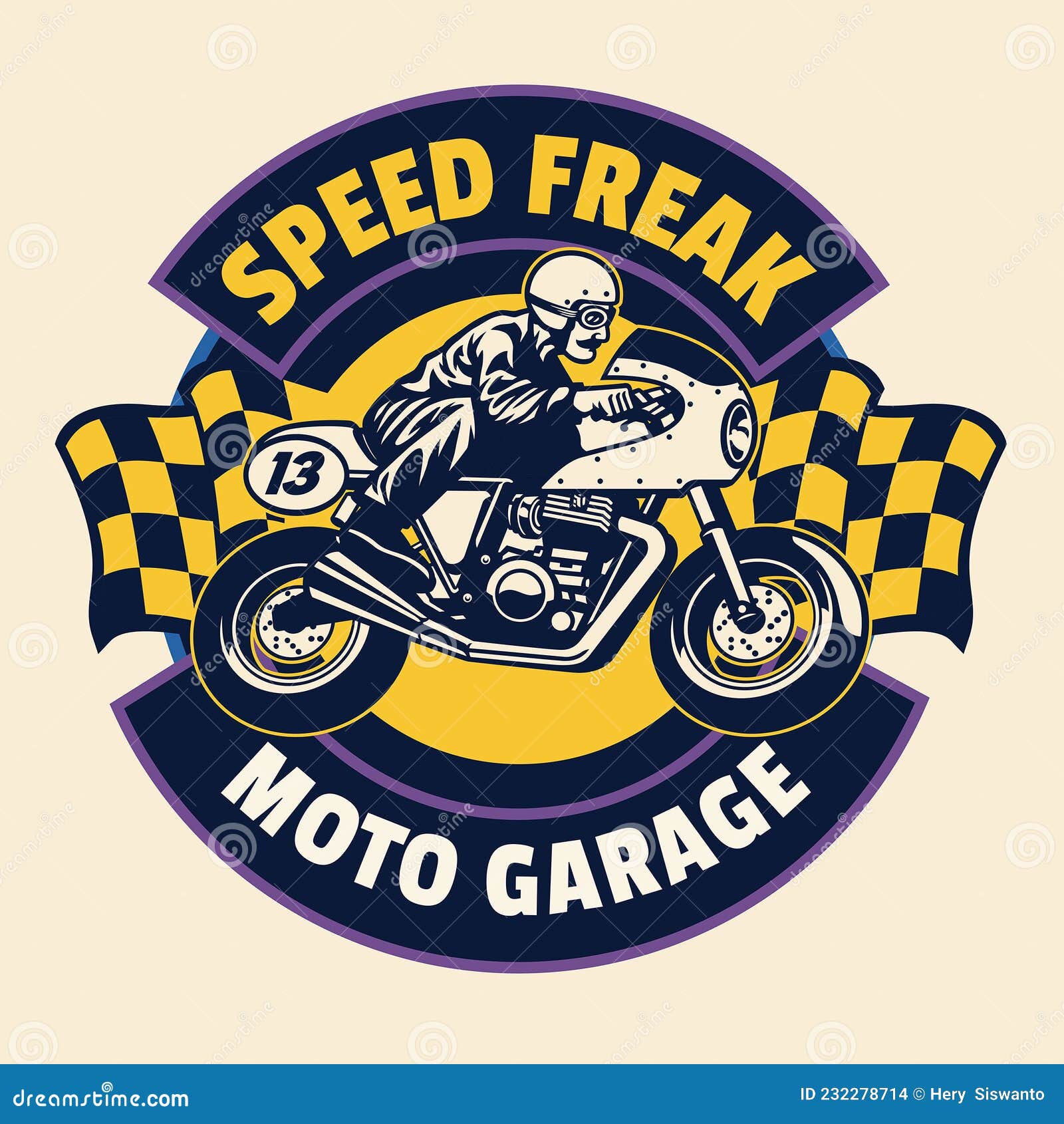 Speed Freak Vintage Motorcycle Garage Badge Vector Illustration ...