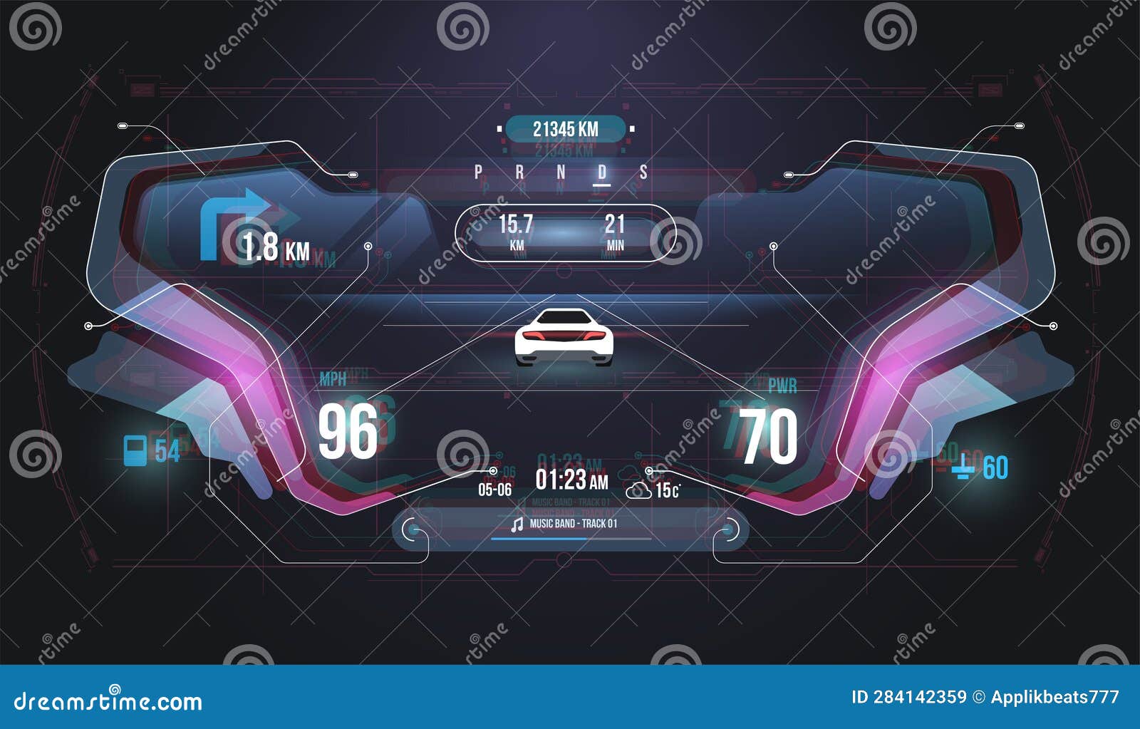 Kilometer Car Dashboard Icon Color Outline Vector | CartoonDealer.com ...