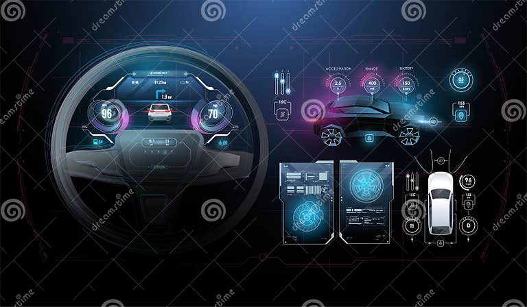 Speed Hud Kilometer Performance Indicators Dashboard. Car Instrument ...