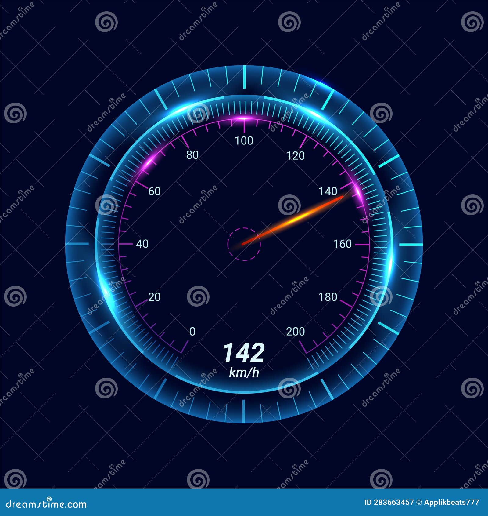 Speed Indicators with Pointer for Vehicle Dashboard Isolated Stock ...