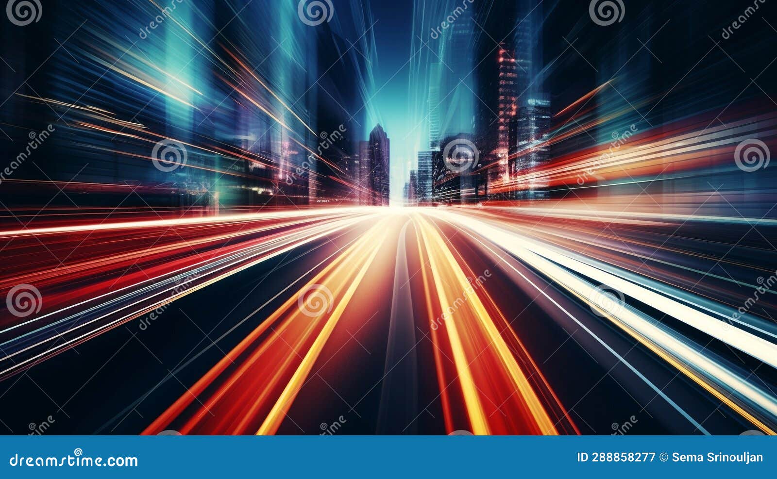 Speed of Light in City. - Generative Ai Stock Illustration ...