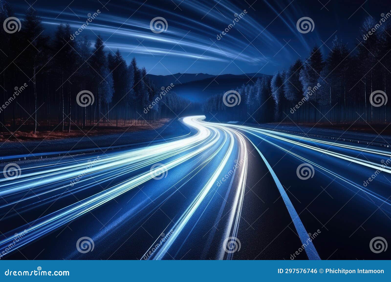 Speed Light Trails Path through City and Motion Effect, High Speed ... Speed Light Trails Path through City and Motion Effect, High Speed ...