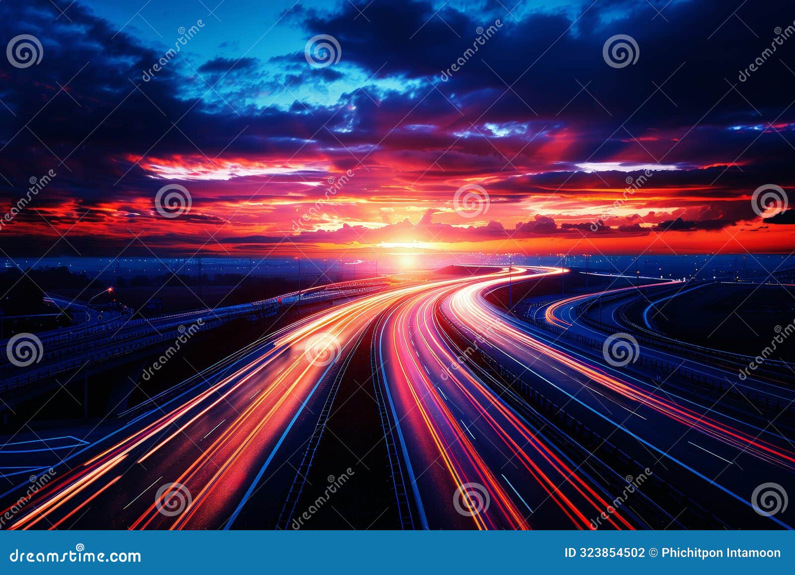 Speed Light Trails Path through Urban and Motion Effect, High Speed ...