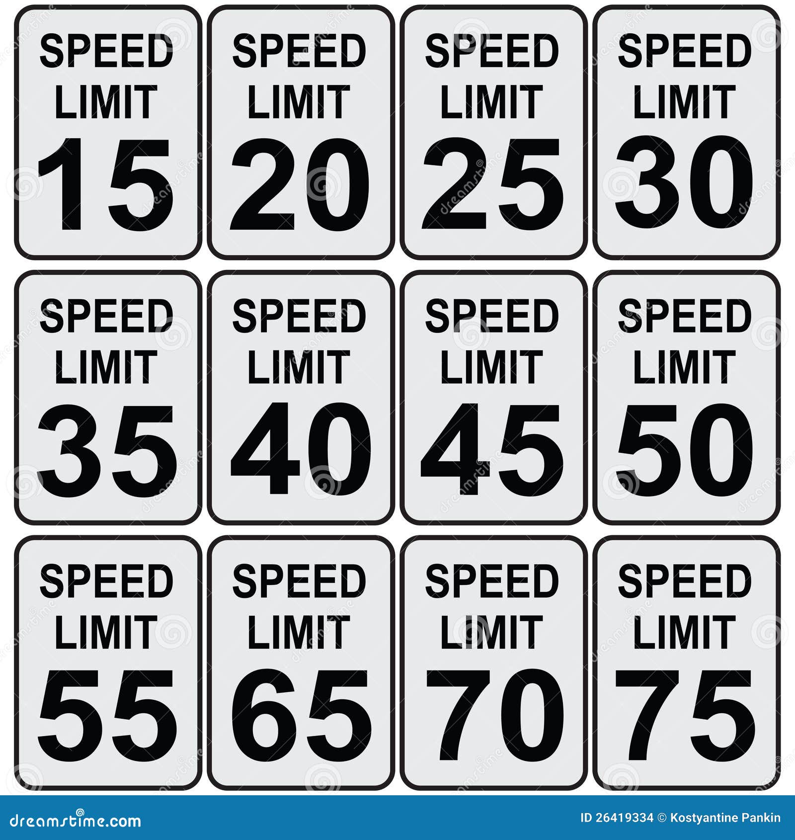 Speed Limit Sign 75 Clipart