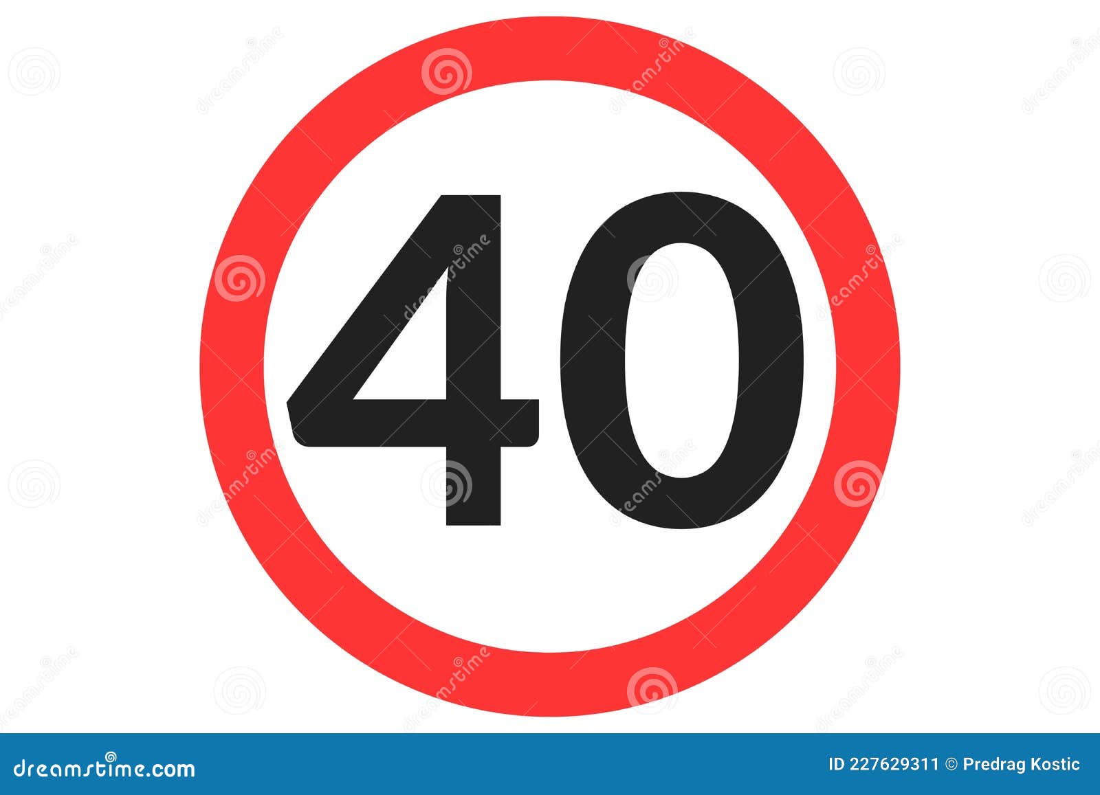 Speed Limit 40 Sign in Red Circle Stock Illustration - Illustration of ...