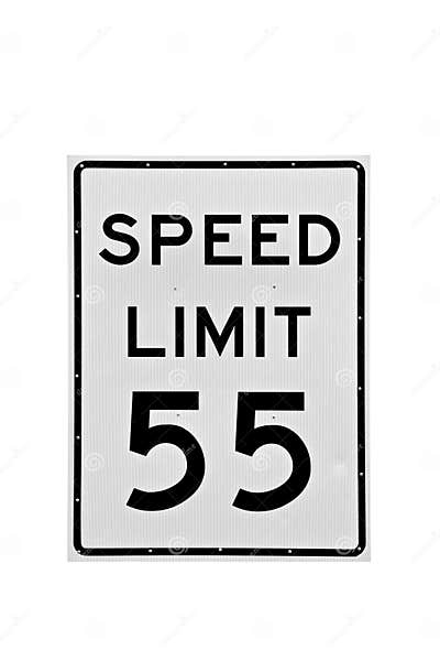 Speed Limit 55 Mph Isolated Stock Photo - Image of texture, warning ...