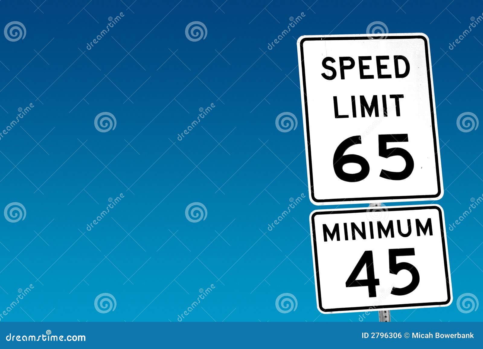 Speed Limit 65 - Minimum 45 Stock Photo - Image of road, life: 2796306