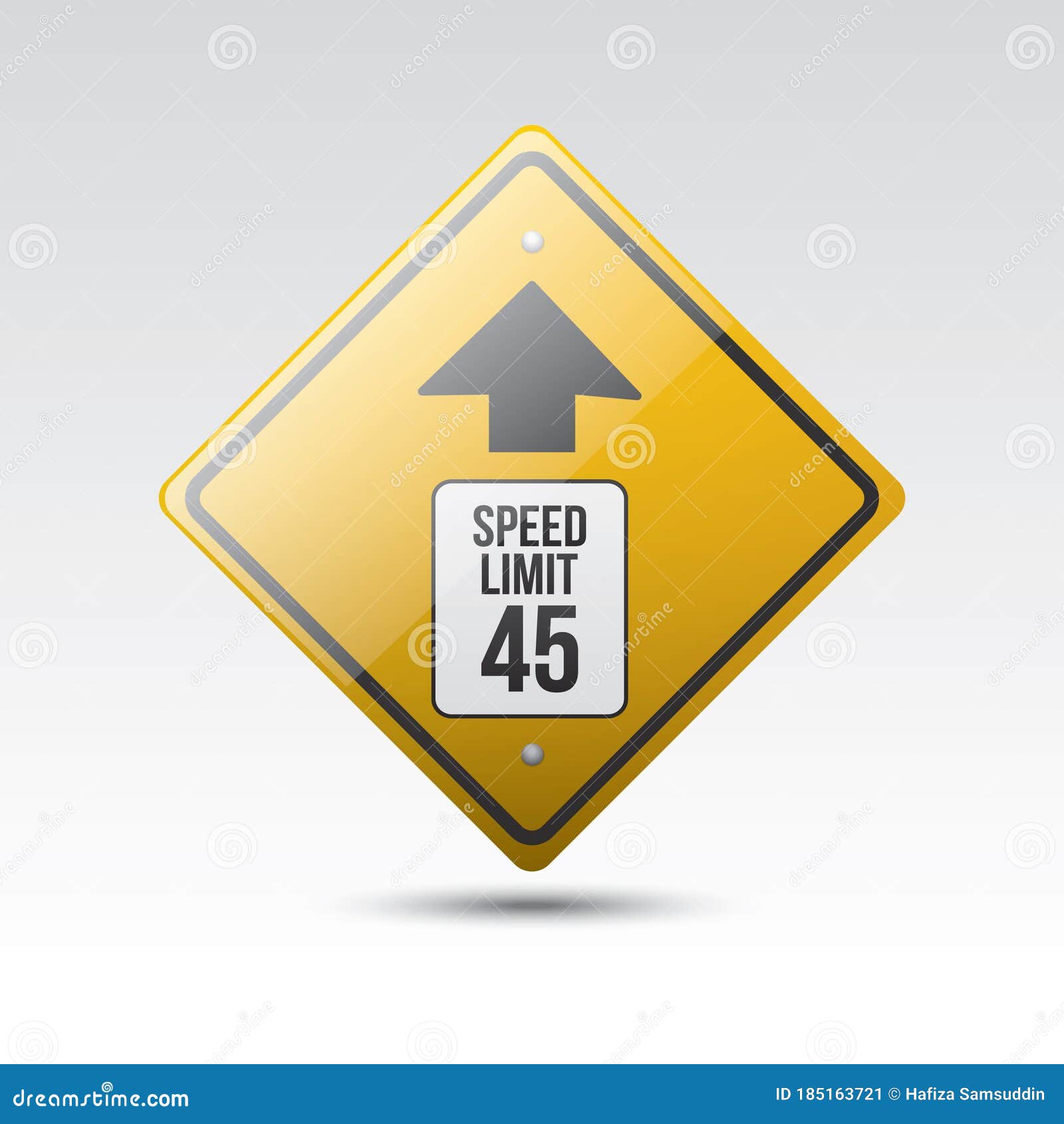 Speed Limit 45 Ahead Sign. Vector Illustration Decorative Design Stock ...