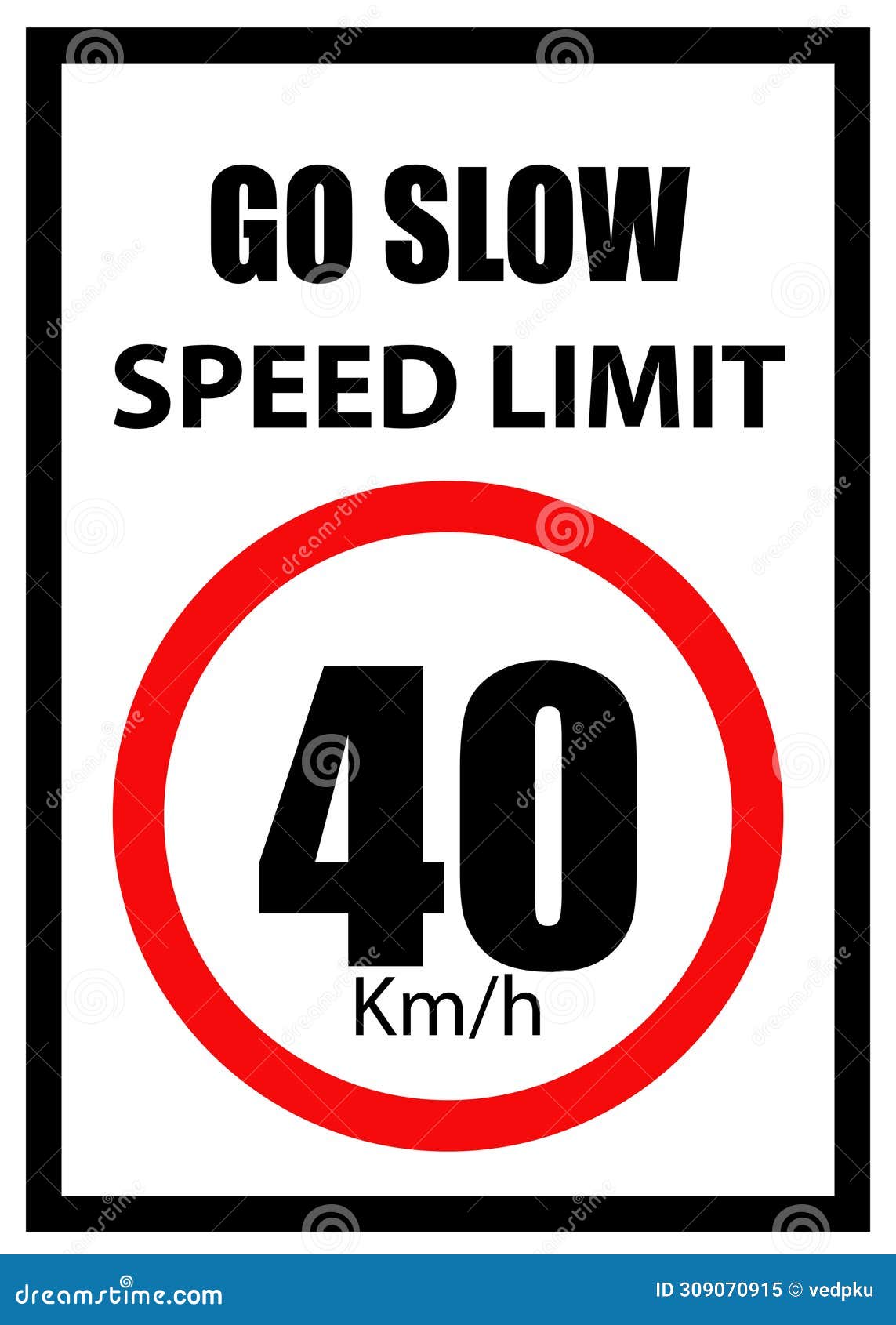 Speed Limit Board, 40 Km H Sign, Go Slow, Speed Limit Sign with Red ...