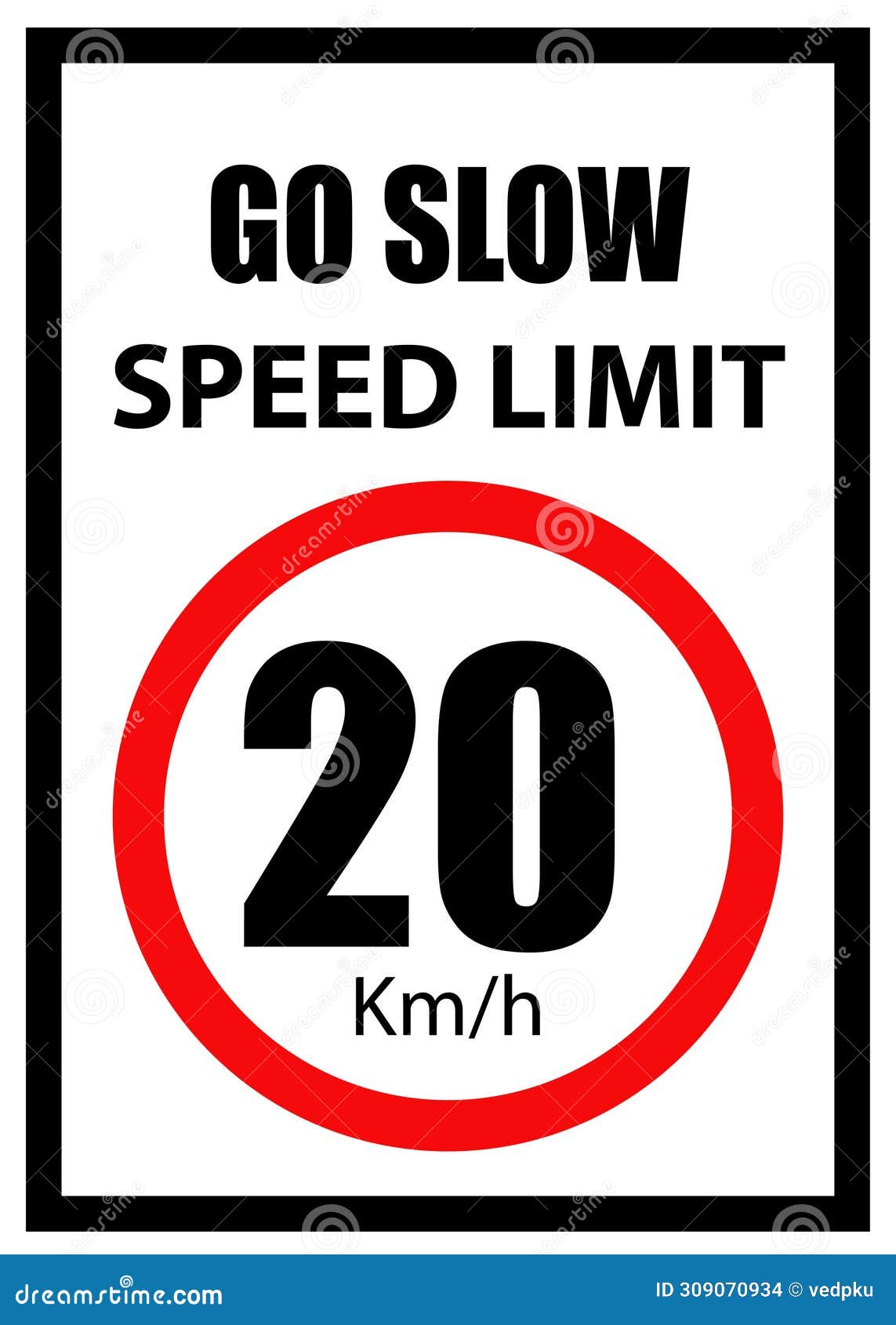 Speed Limit Board, 20 Km H Sign, Go Slow, Speed Limit Sign with Red ...