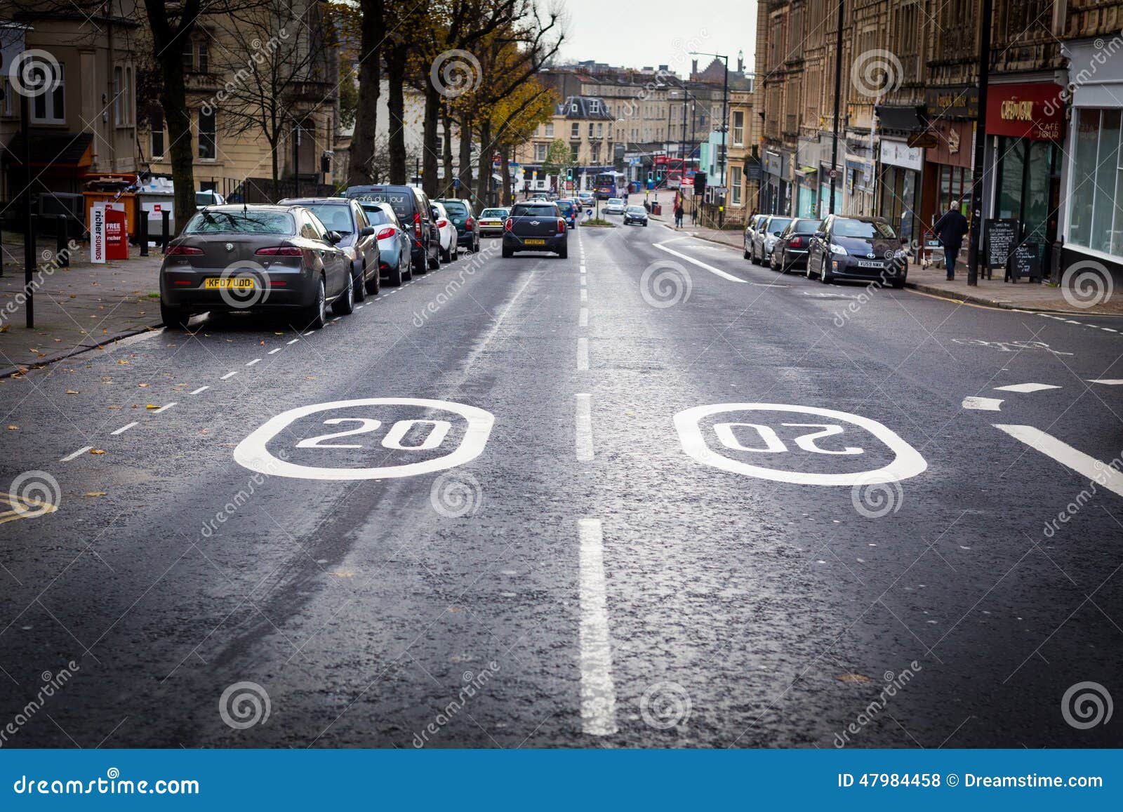 Speed limit in the city editorial stock photo. Image of markings - 47984458